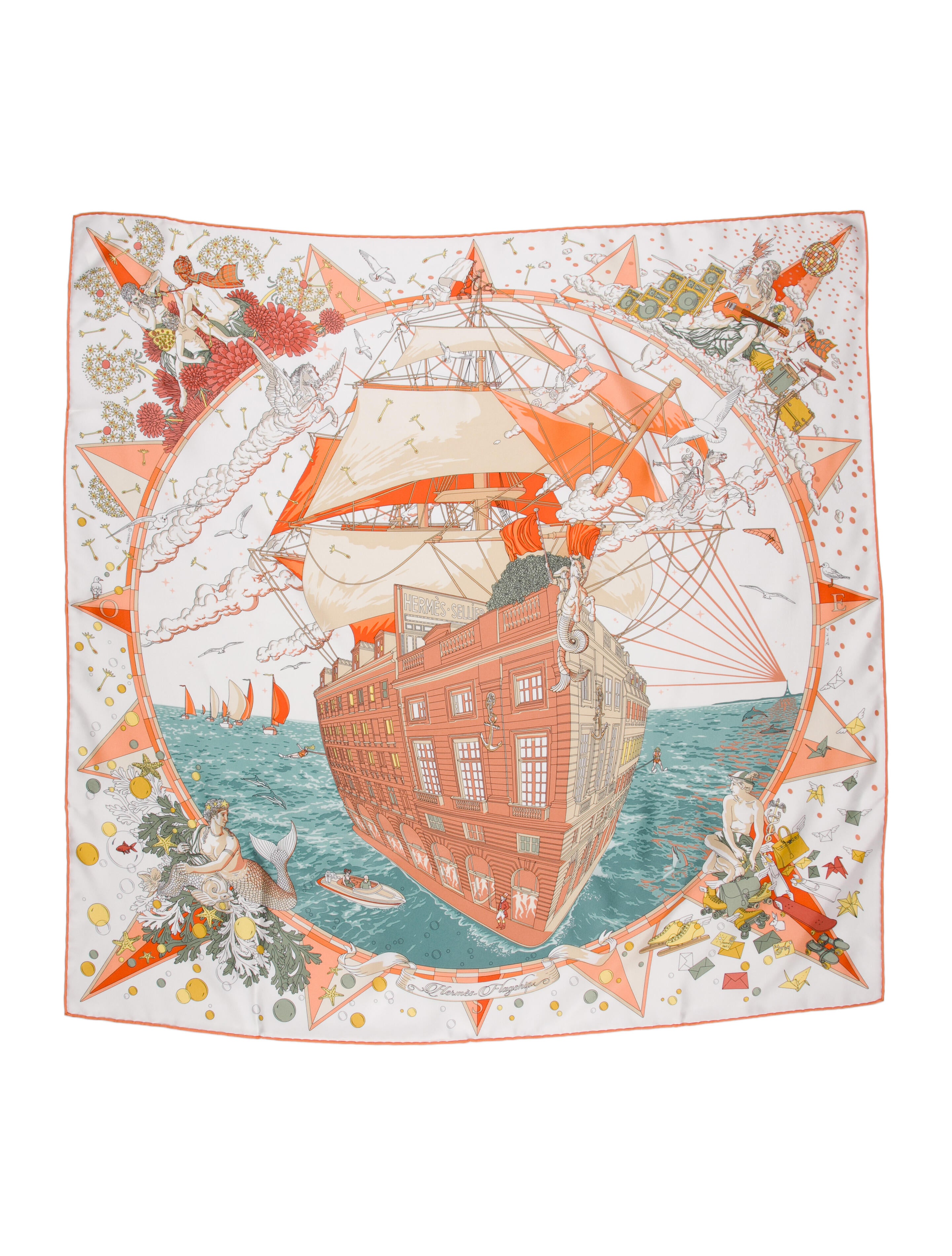 Hermès Flagship Silk Scarf w/ Tags - Blue Scarves and Shawls ...