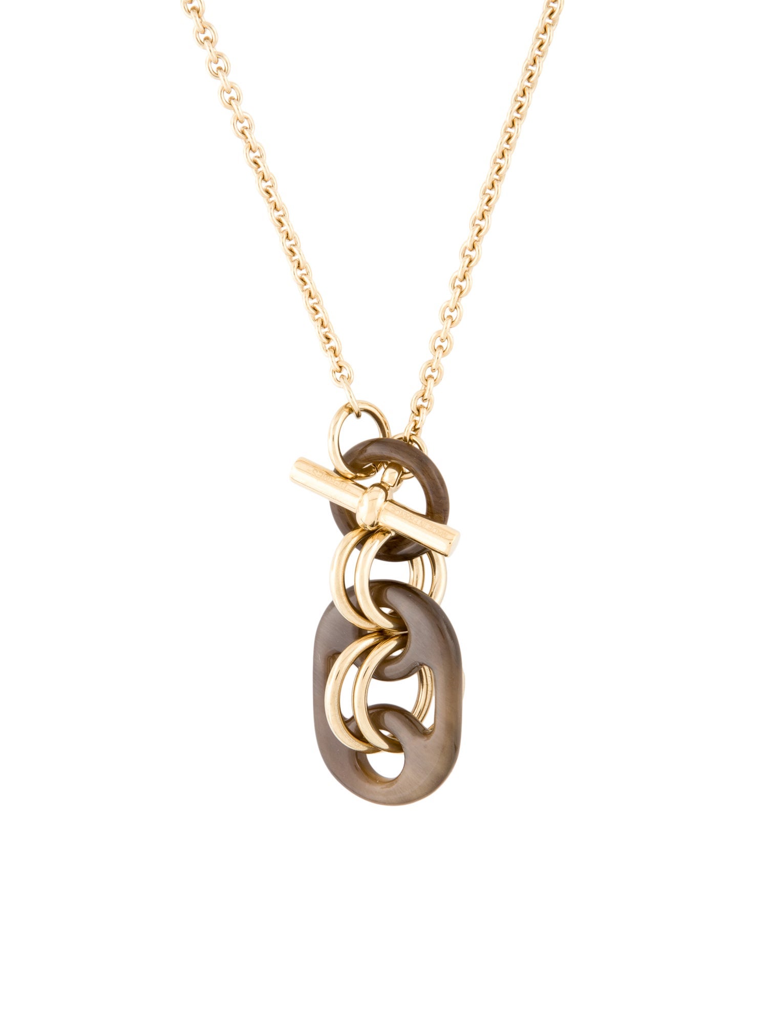 Hermès Eurydice Horn Pendant Necklace - Brown, 18K Yellow Gold-Plated ...