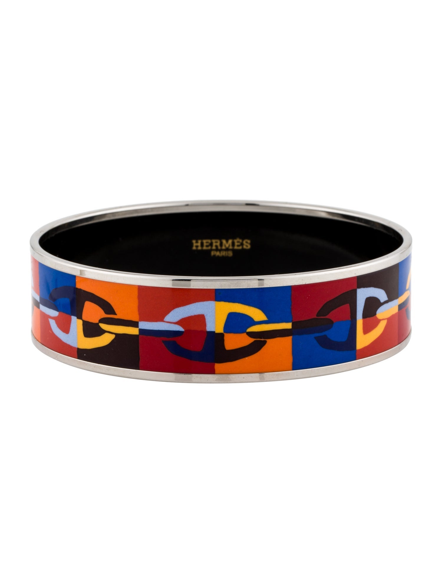 Hermès Enamel Wide Bangle - Palladium-Plated Bangle, Bracelets ...