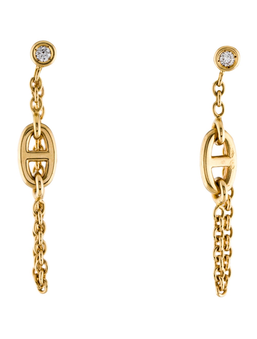 Hermès 18K Diamond Farandole Chain Drop Earrings - 18K Yellow Gold Drop ...