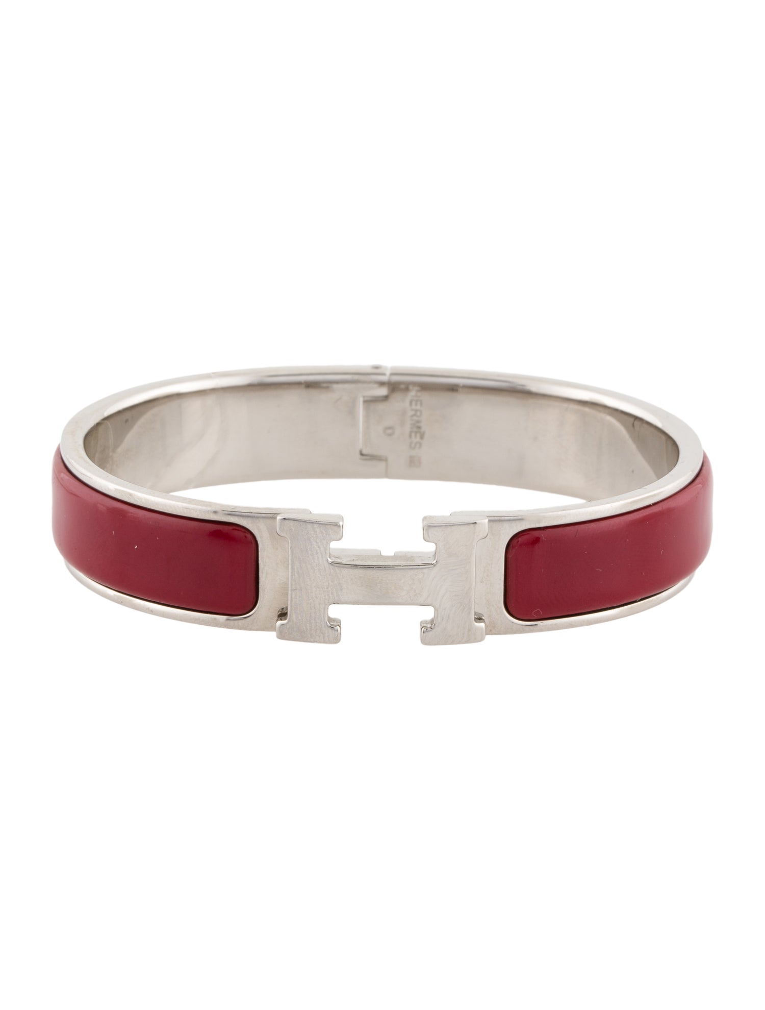 Hermès Enamel Clic H Bangle Bracelet - Red, Palladium-Plated Bangle ...