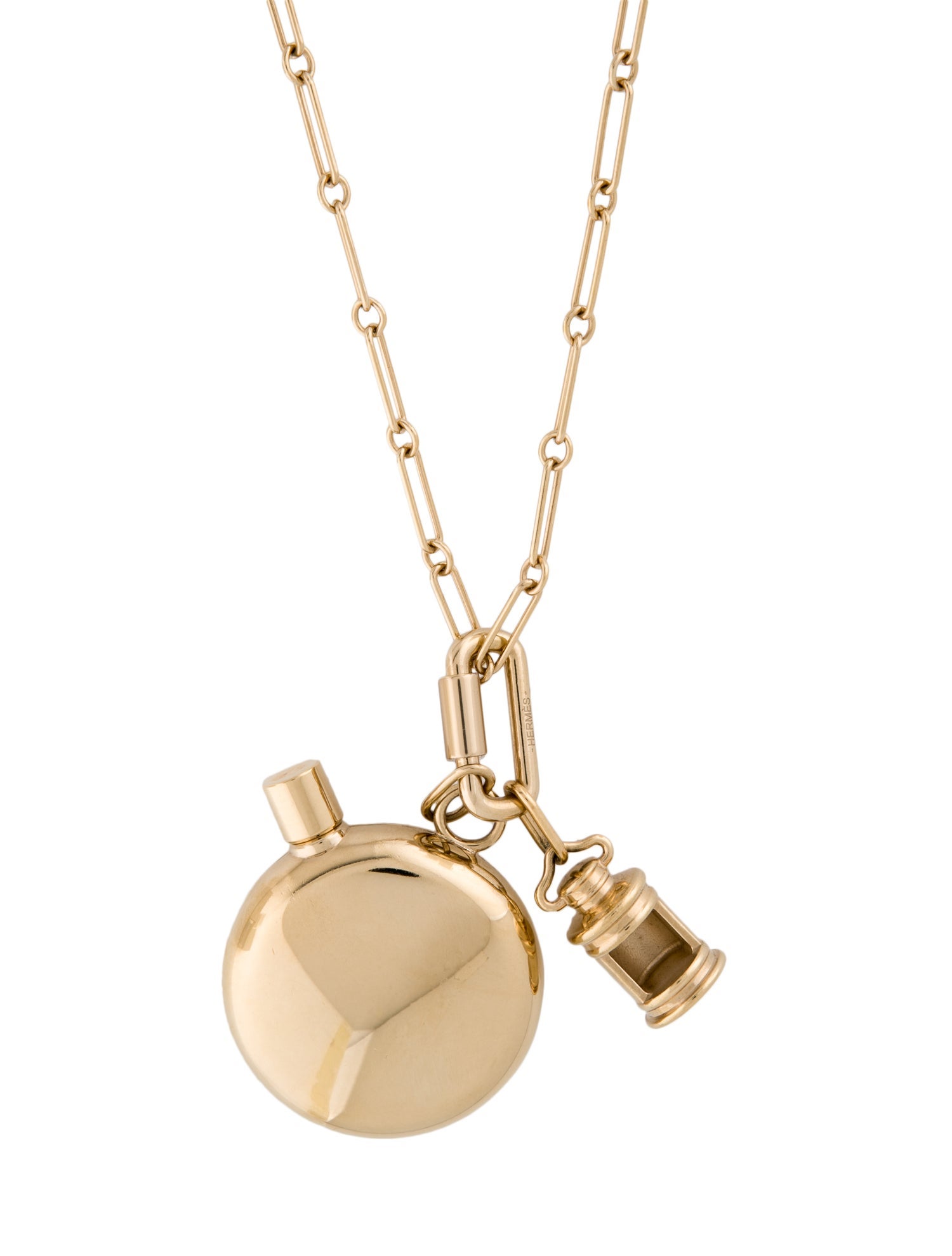 Hermès Flask & Lantern Pendant Necklace - 18K Yellow Gold-Plated ...