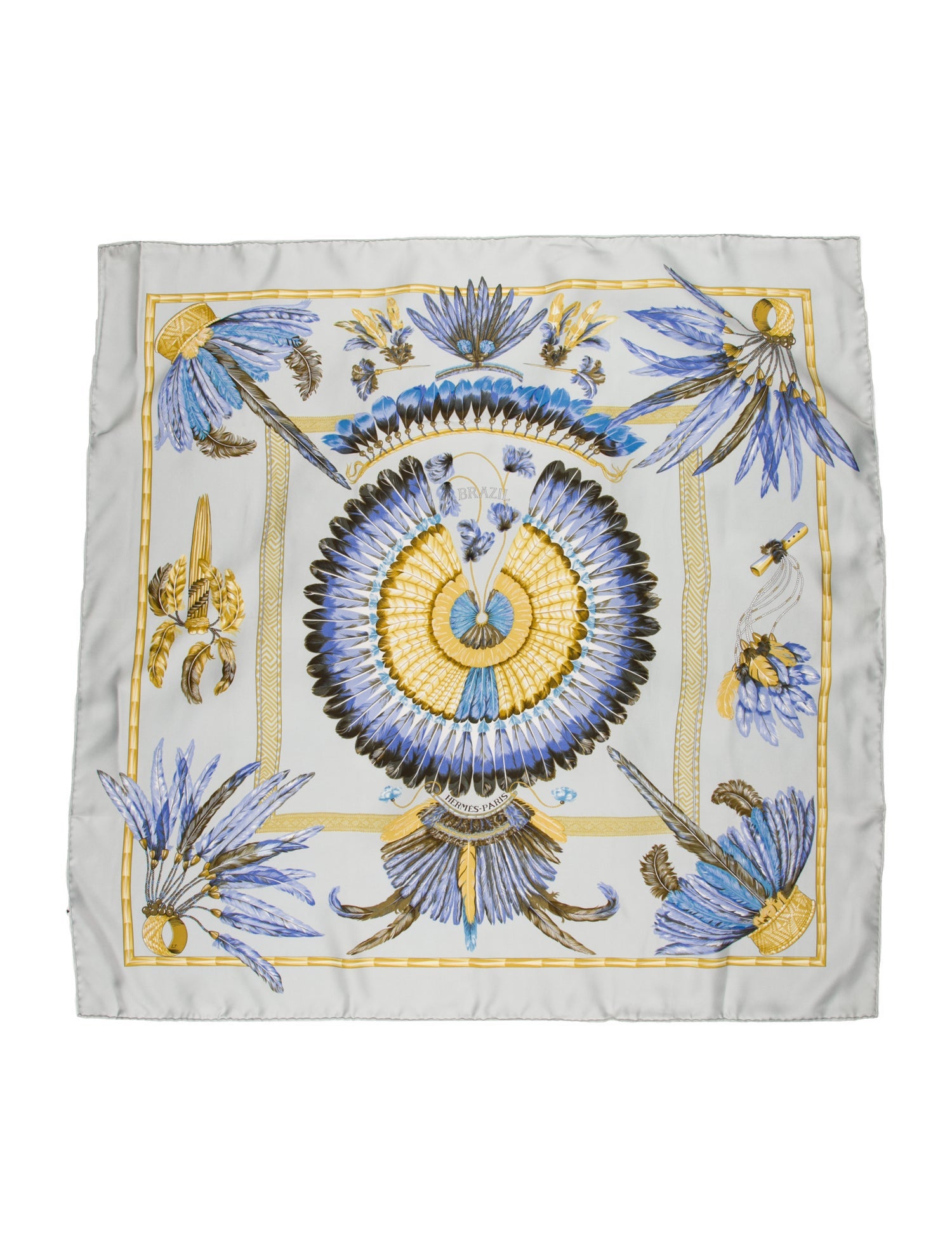 Hermès Brazil Silk Scarf w/ Tags - Blue Scarves and Shawls, Accessories ...