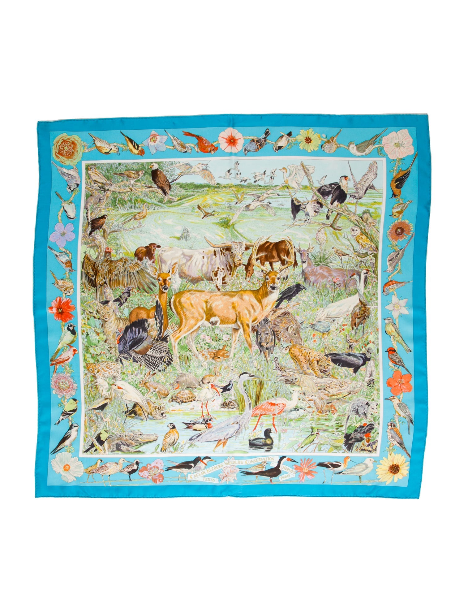 Hermès Caesar Kleberg Wildlife Conservation Silk Scarf - Blue Scarves ...