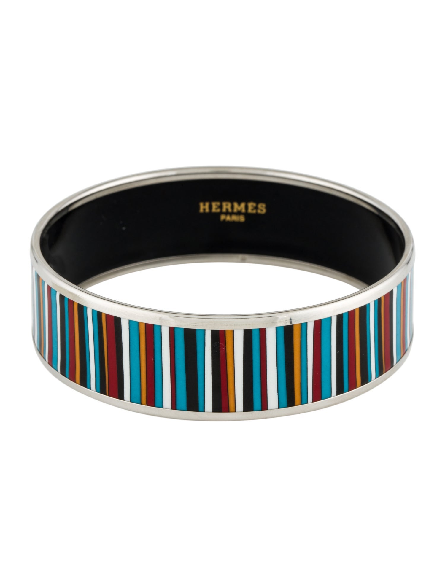 Hermès Wide Enamel Bangle - Palladium-Plated Bangle, Bracelets ...