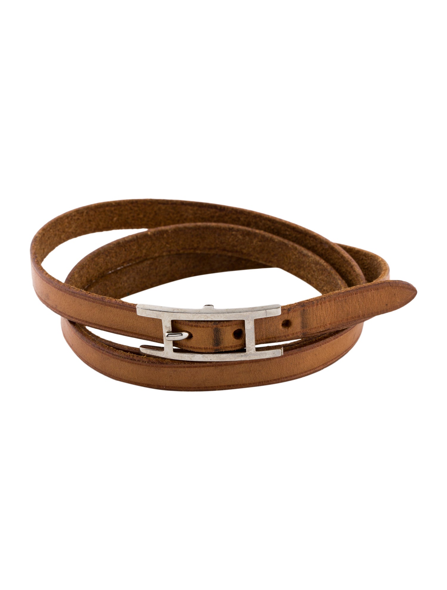 Hermès Behapi Double Tour Wrap Bracelet - Brown, Palladium-Plated Wrap ...