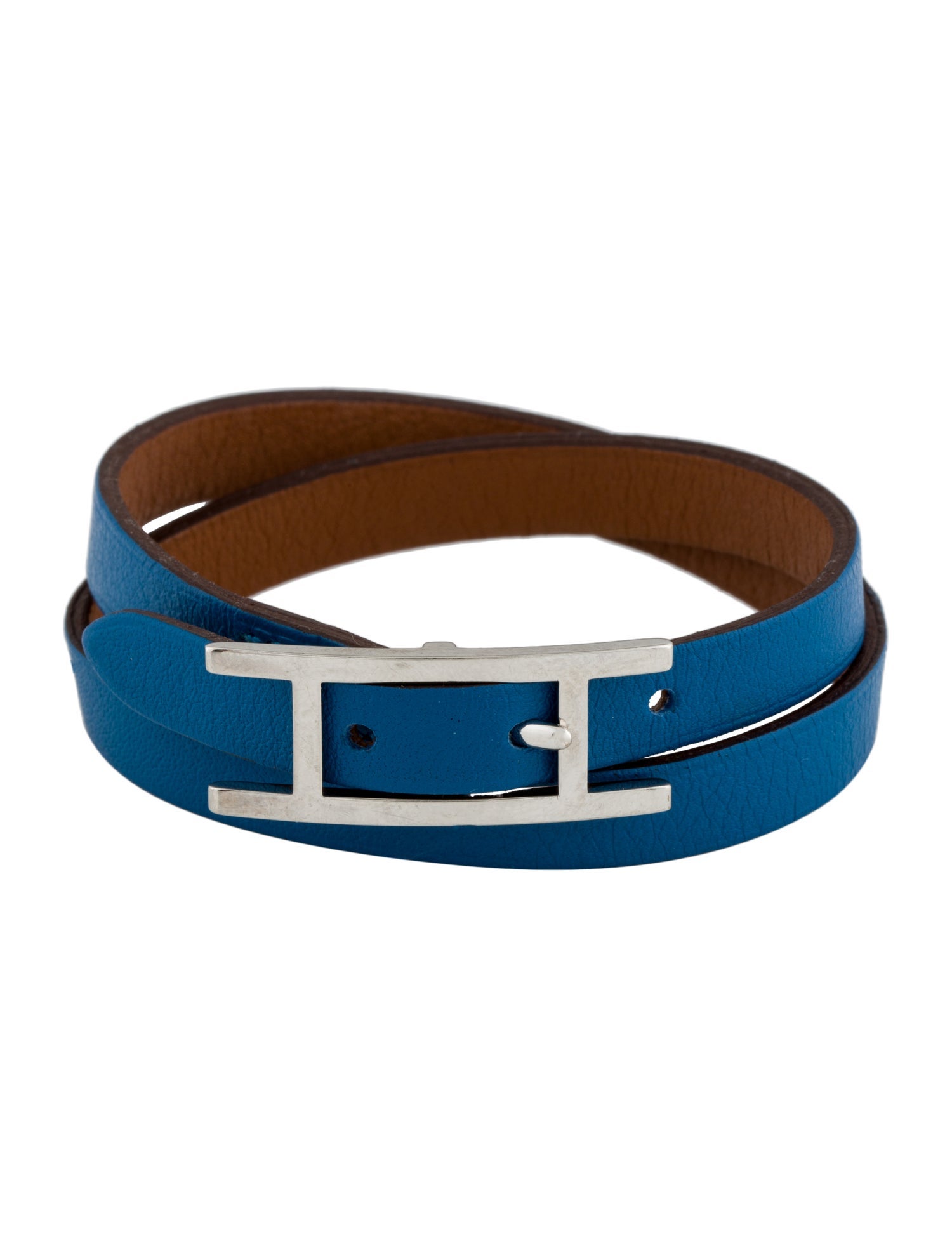 Hermès Behapi Reversible Double Tour Bracelet - Blue, Palladium-Plated Wrap, Bracelets ...
