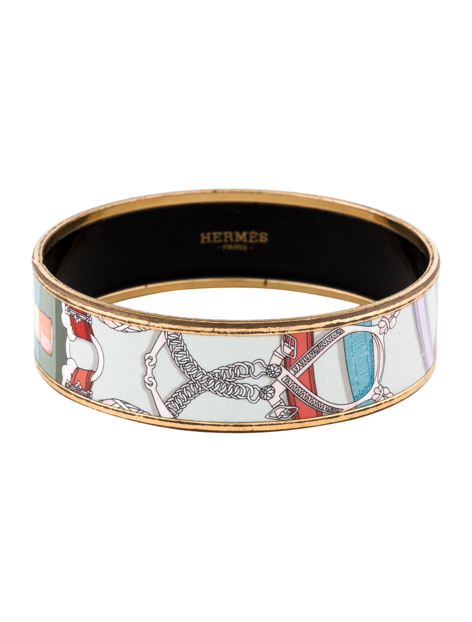 Hermès Cavald'or L Romantique Wide Enamel Bangle - 18K Rose Gold-Plated ...