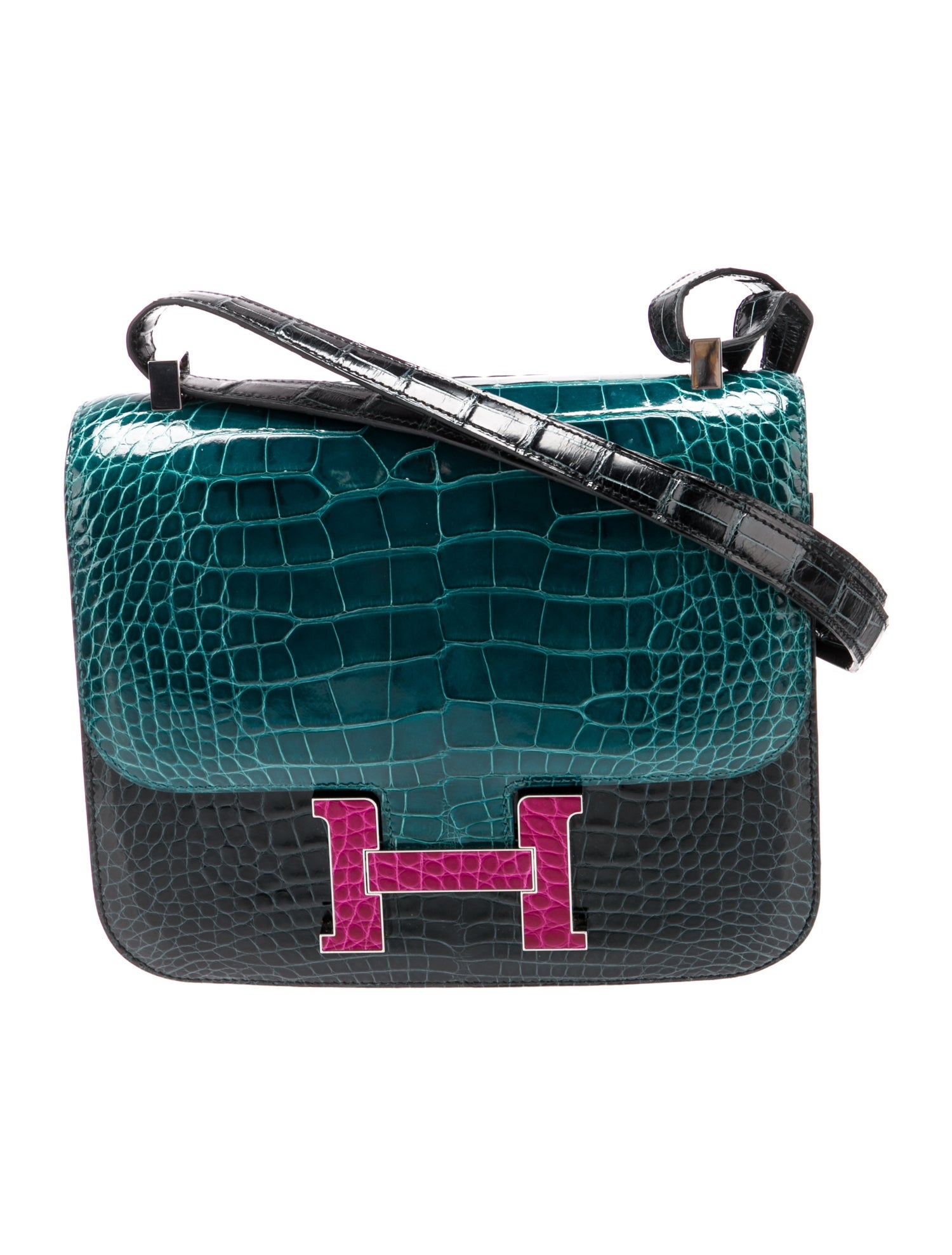 Hermès 2021 Shiny Alligator Mississippiensis Mini Constance 18 - Blue ...