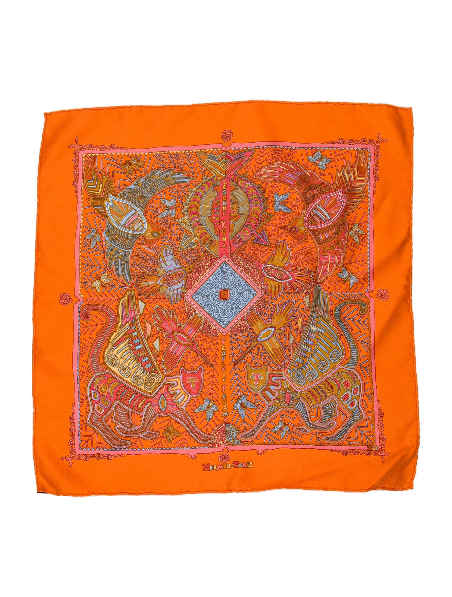 Hermès Légende Kuna Peuple de Panama Silk Scarf - Orange Scarves and ...