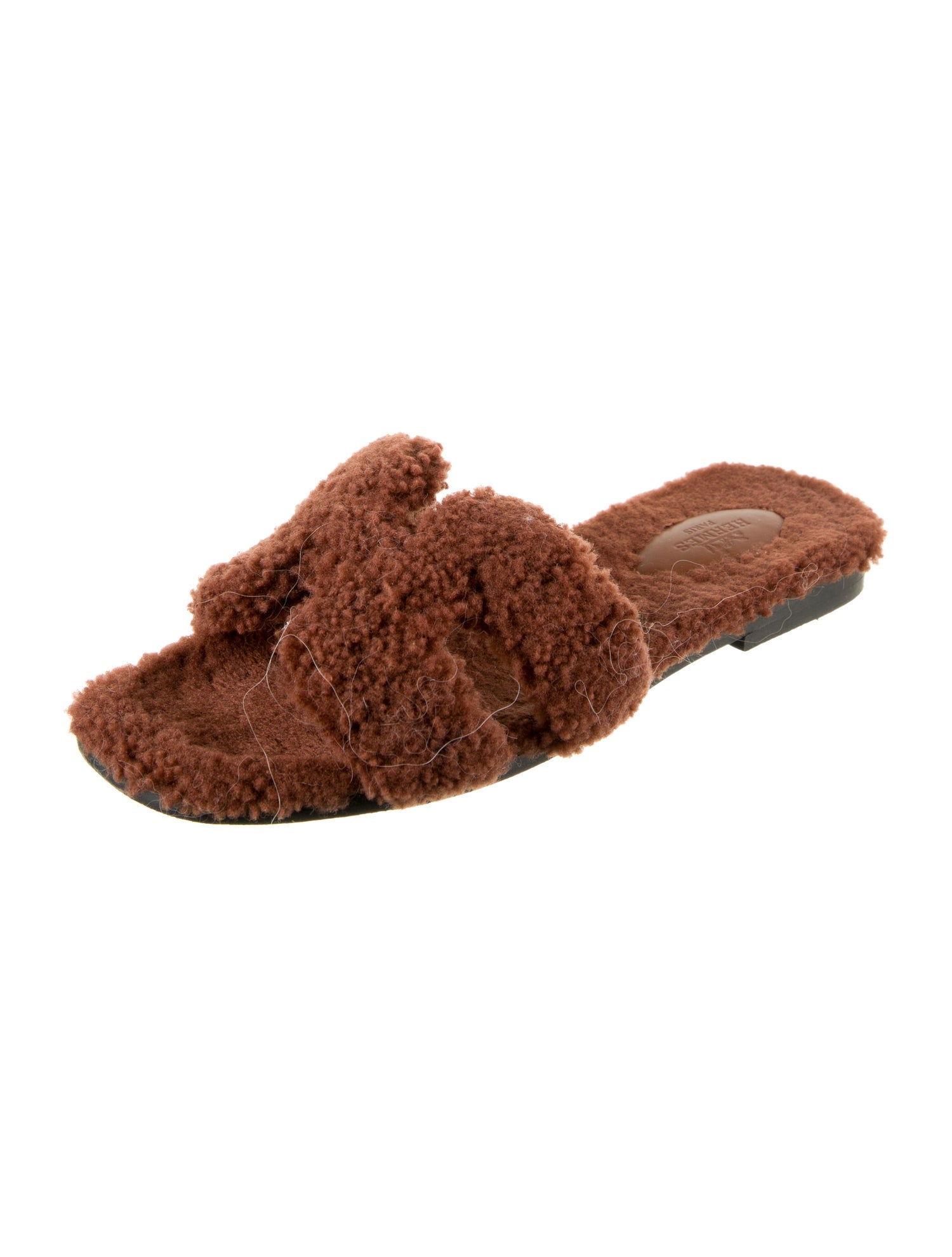 Hermès Oran Shearling Shearling Slides - Brown Sandals, Shoes ...