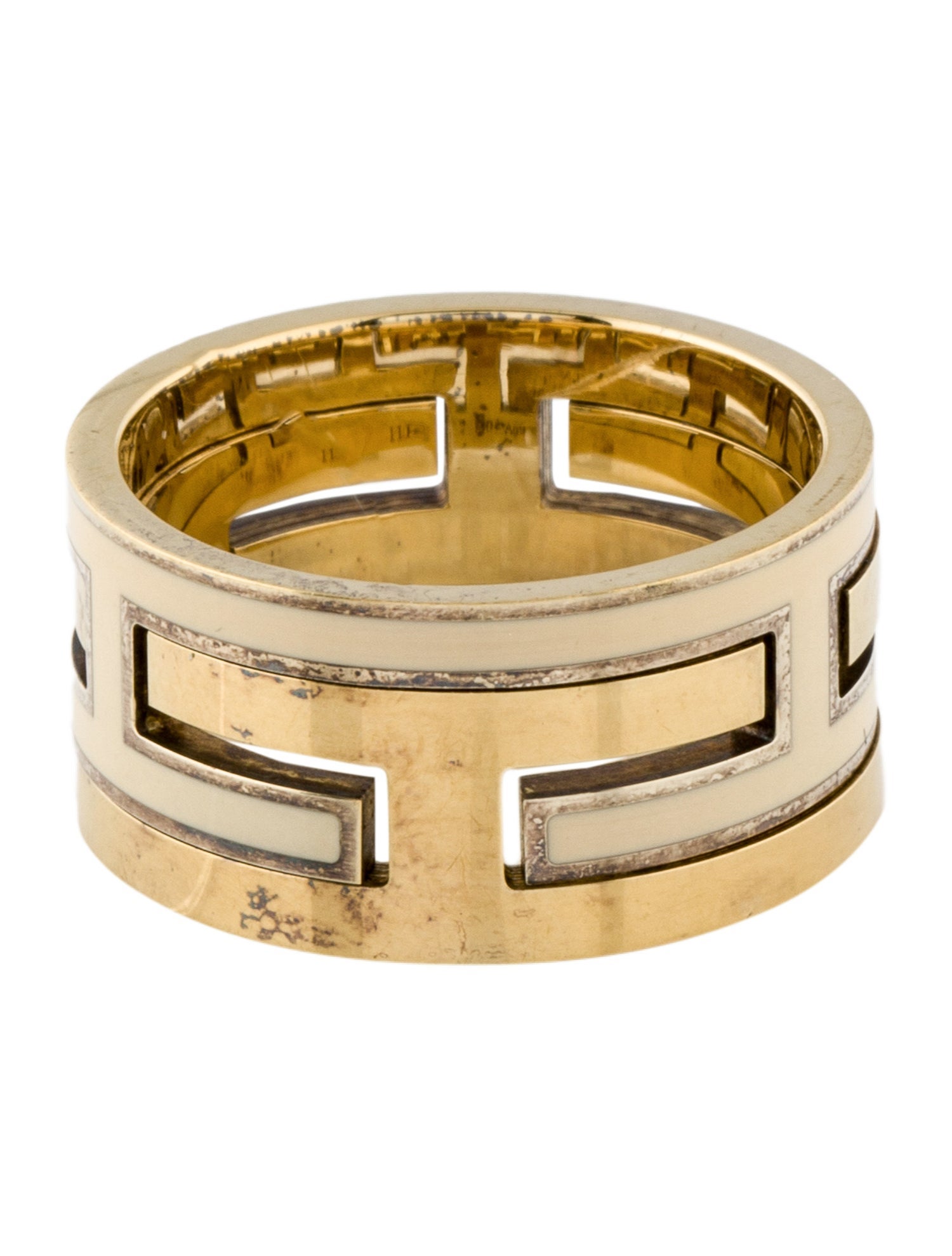Hermès Enamel Arcane Moveable H Ring - Sterling Silver Band, Rings ...