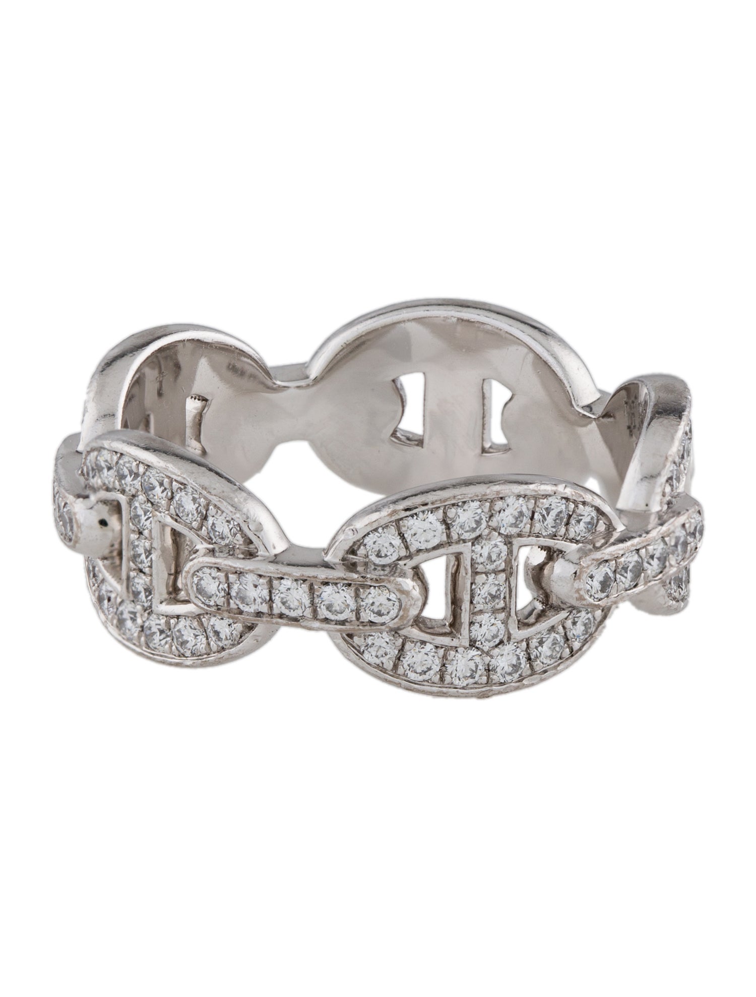 Hermès 18K Diamond Chaine d'Ancre Enchainee Ring - Rhodium-Plated 18K ...