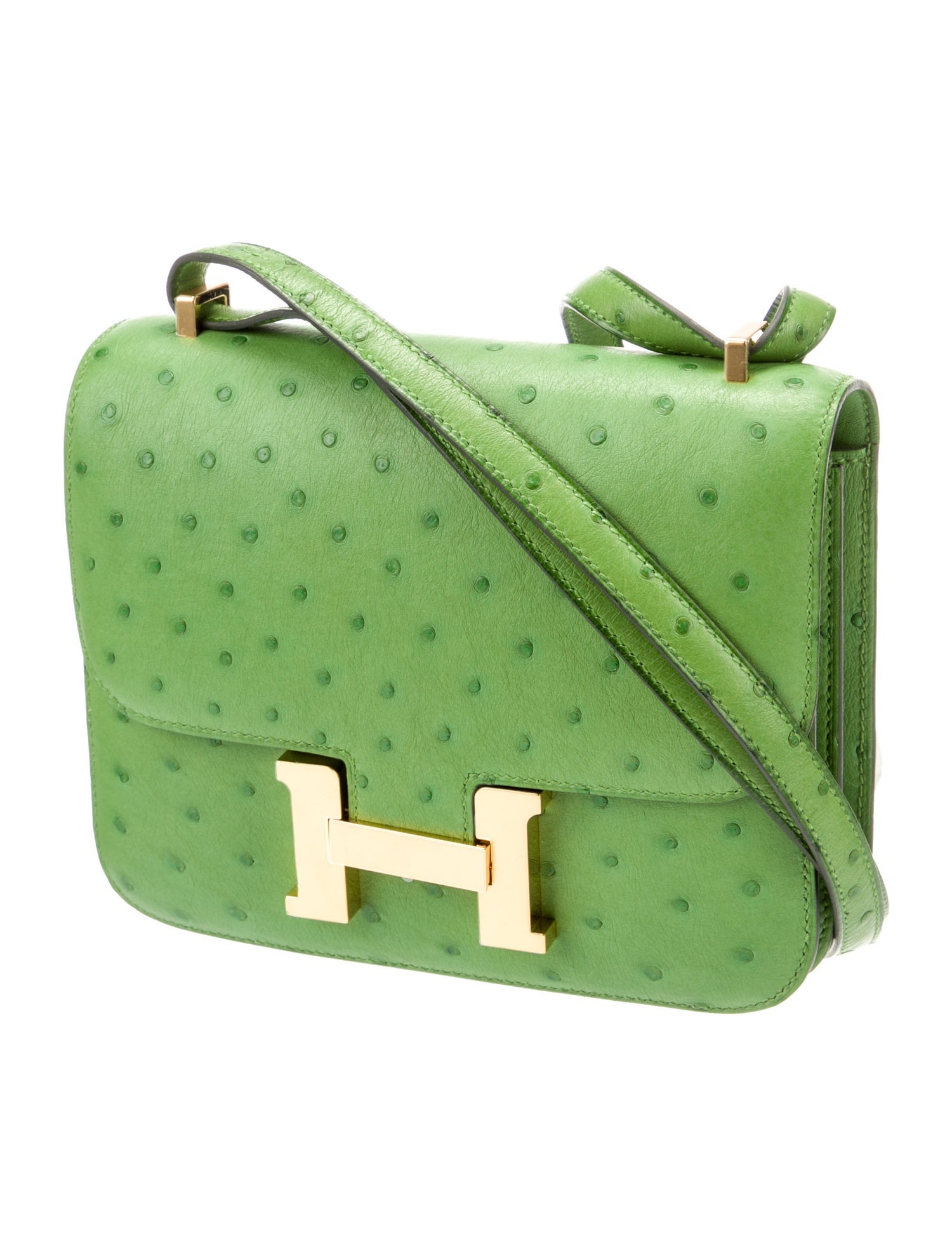 Hermès 2024 Ostrich Mini Constance 18 w/Tags - Green Shoulder Bags ...