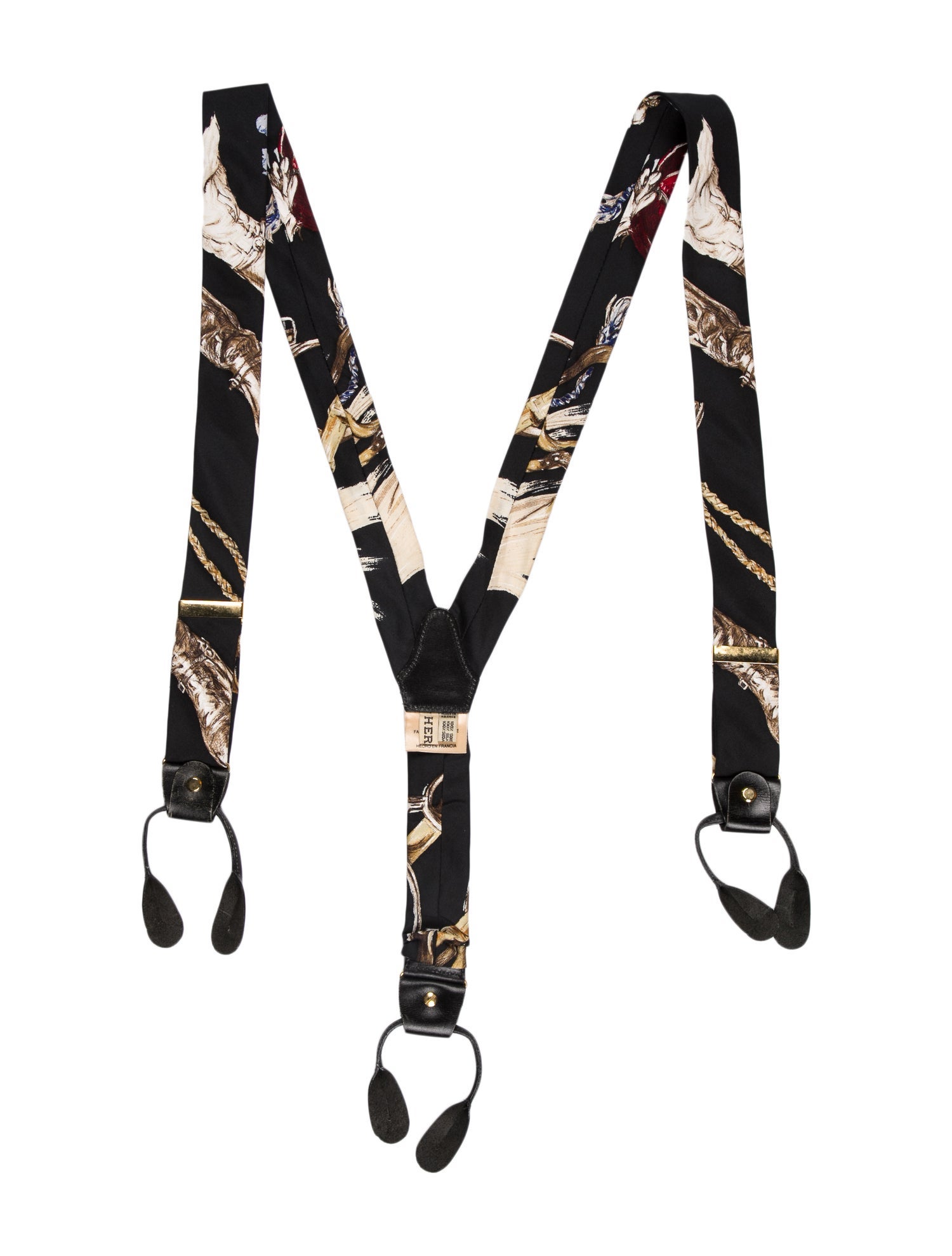 Hermès Silk Patterned Suspenders - Black Suspenders, Suiting Accessories - HER662610 | The RealReal