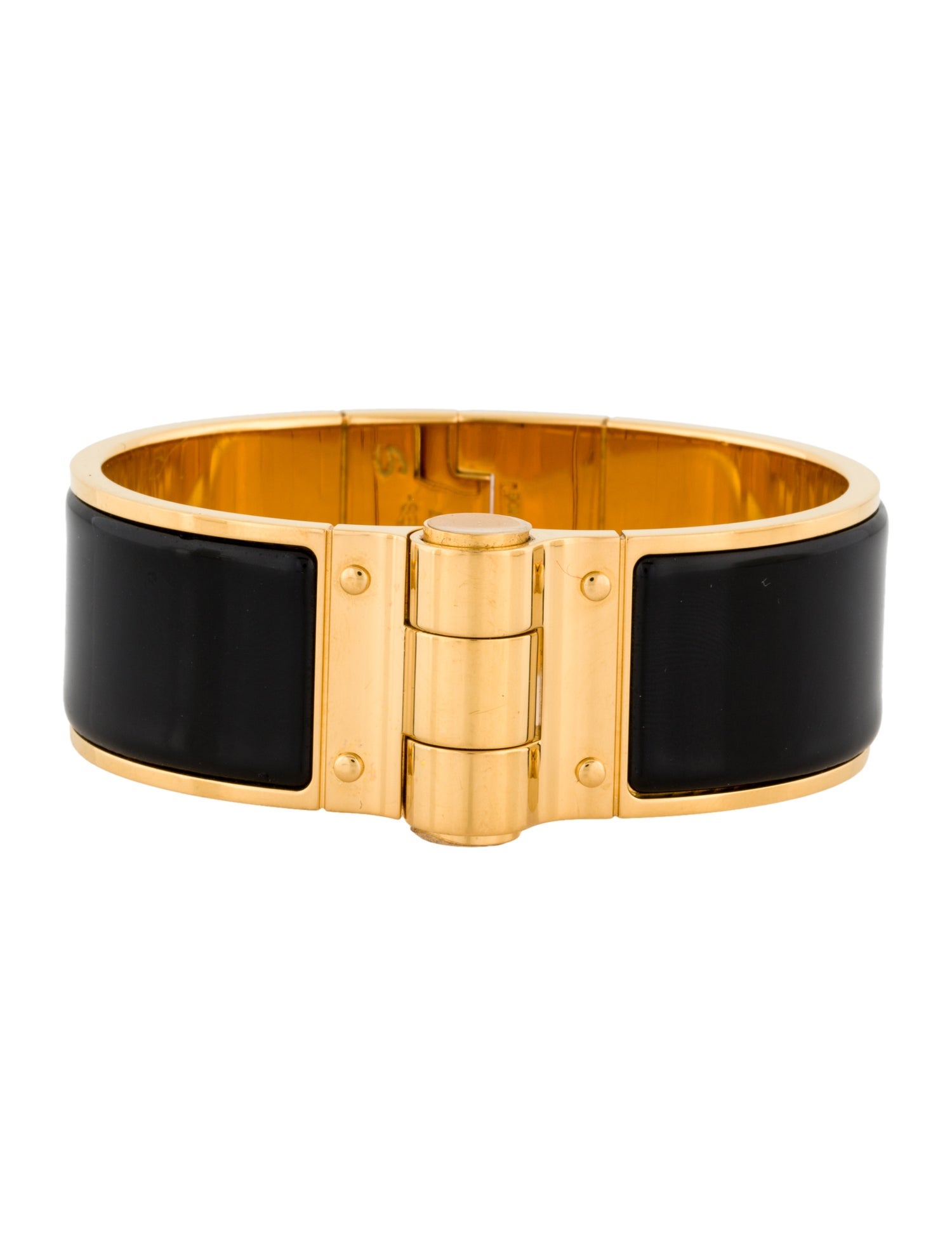 Hermès Enamel Clic H Bangle Bracelet - Black, 18K Rose Gold-Plated ...