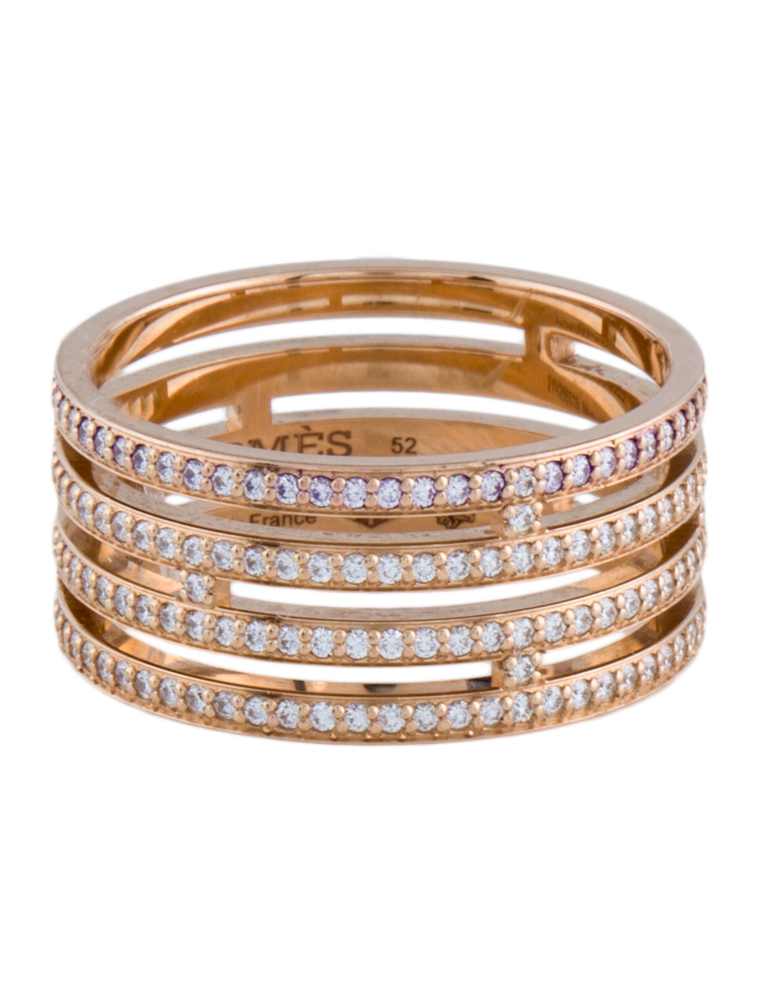 Hermès 18K Diamond Ariane Ring, Large Model - 18K Rose Gold Band, Rings ...