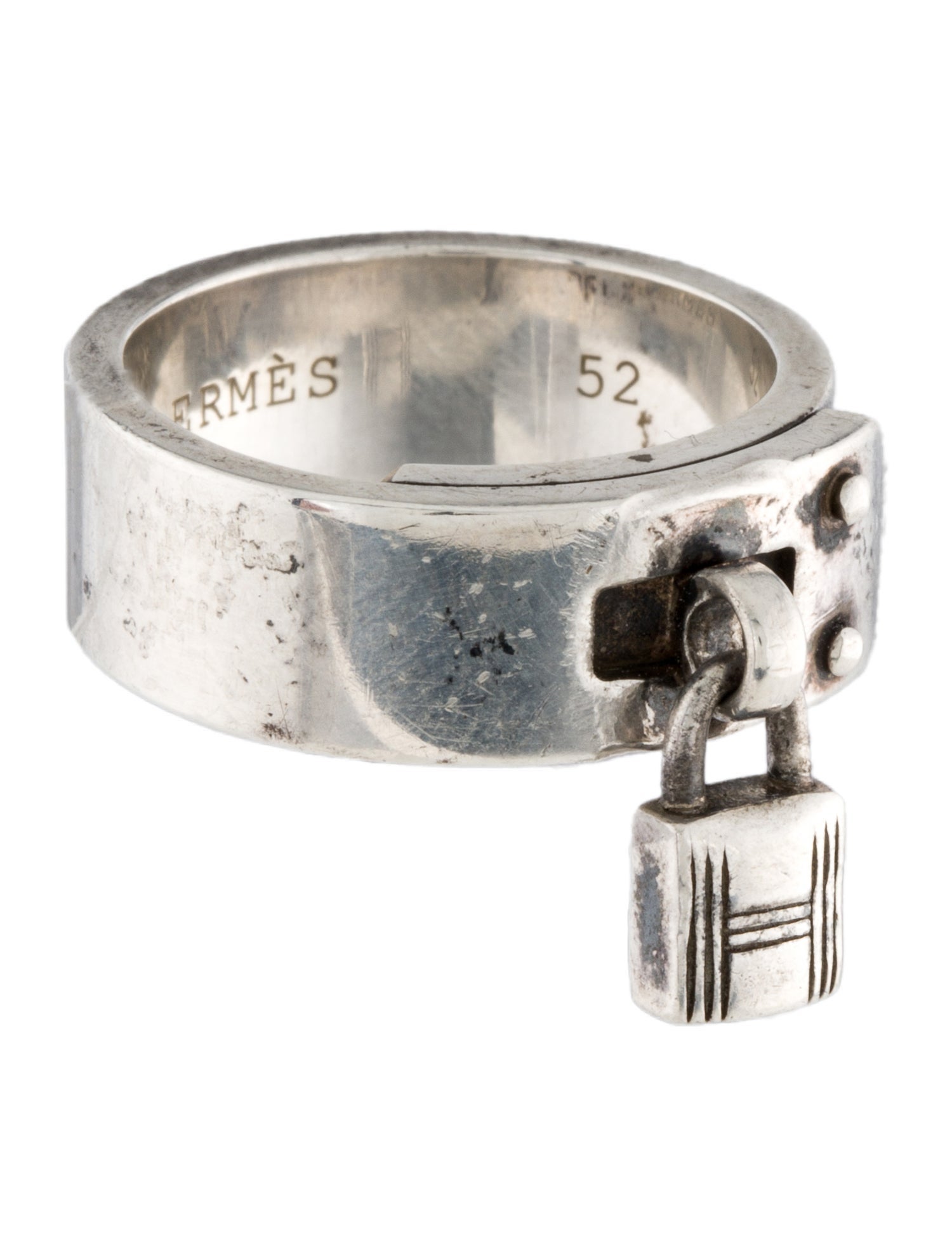 Hermès Kelly Cadenas Lock Band Ring - Sterling Silver Band, Rings ...
