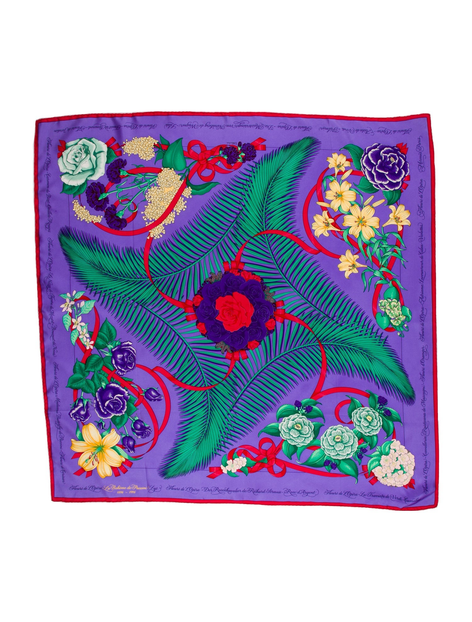 Hermès Fleurs de L'Opera Silk Scarf - Purple Scarves and Shawls ...