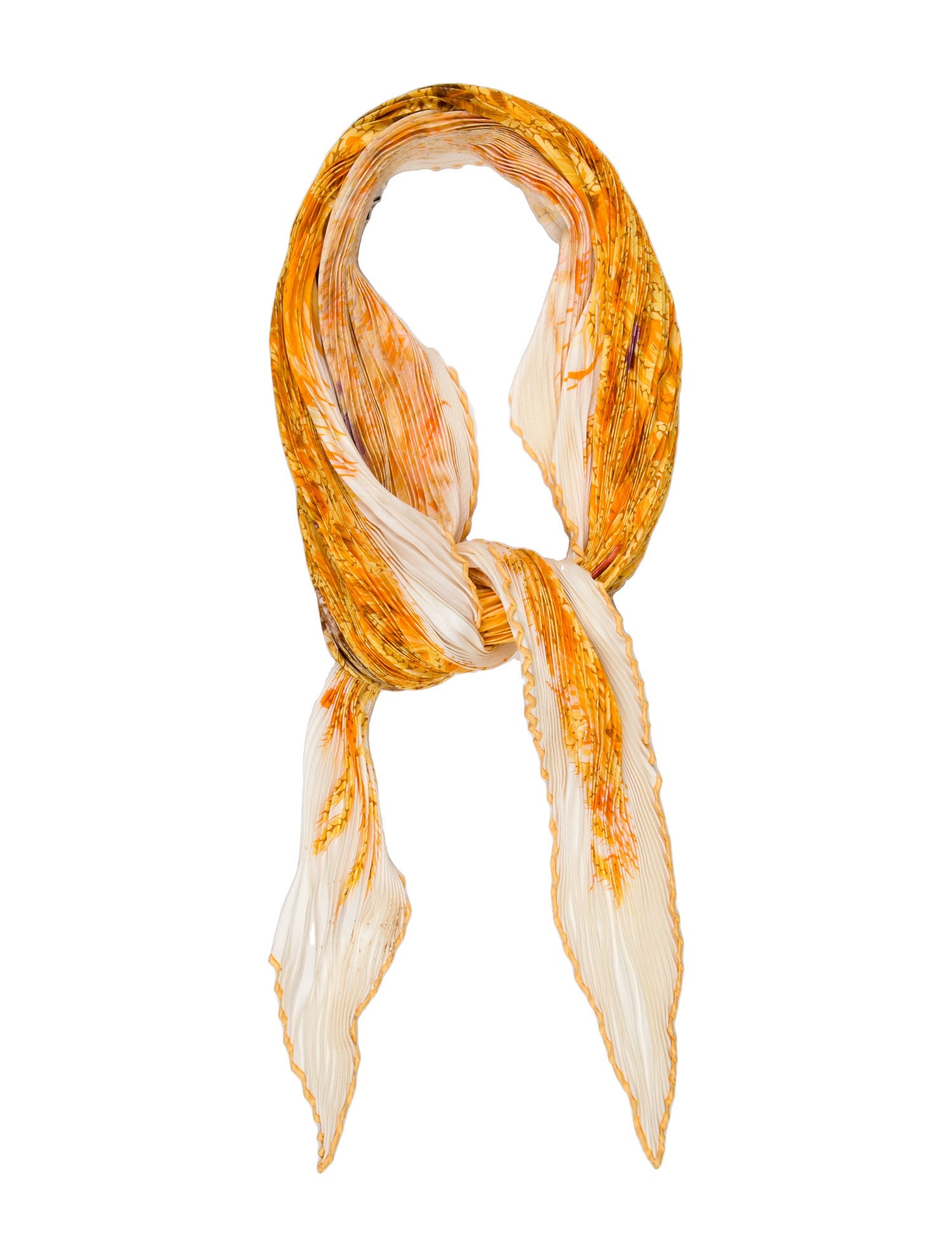 Hermès Rabbit Silk Plissé Scarf - Orange Scarves and Shawls ...