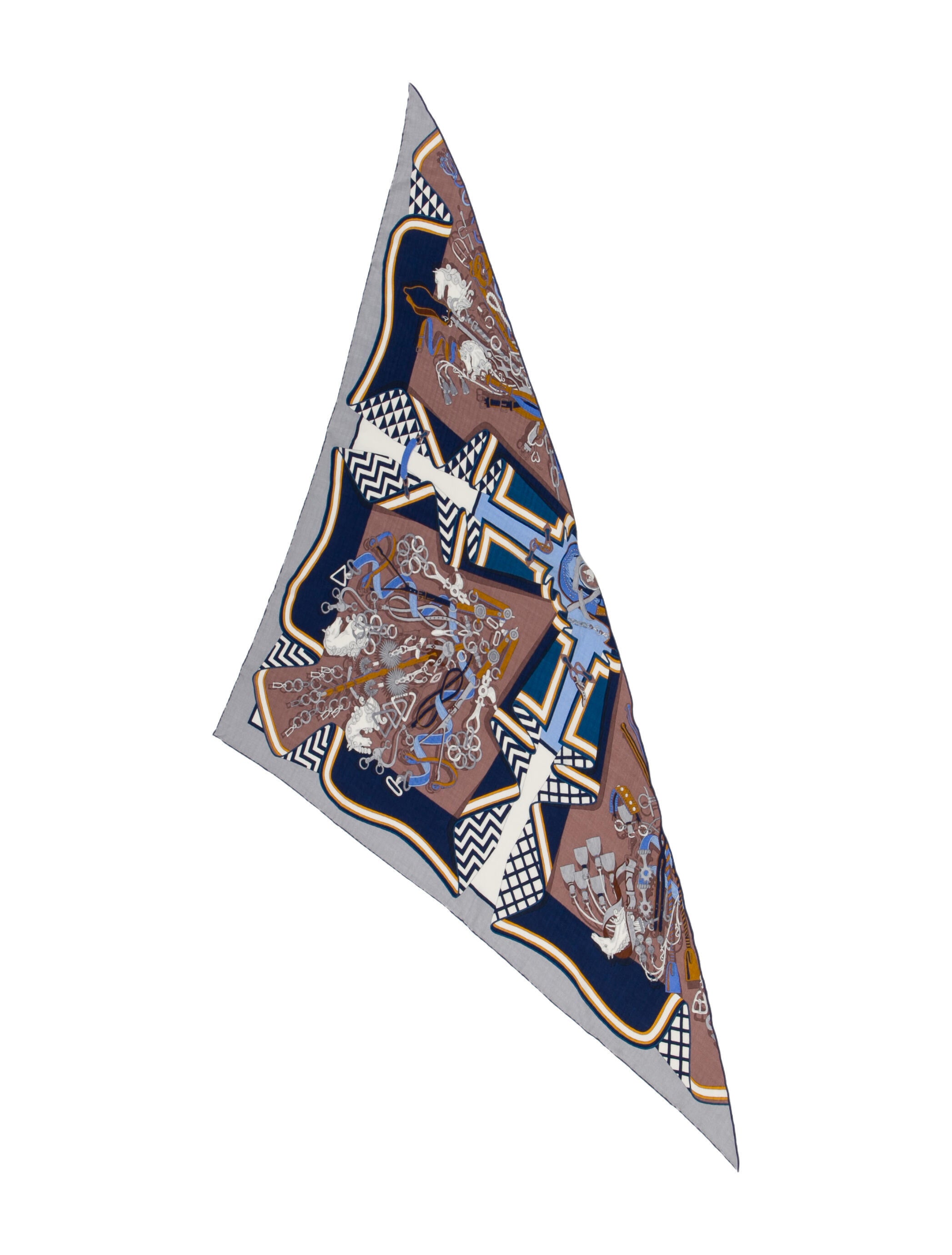 Hermès Bouquets Sellier Giant Cashmere Triangle Scarf w/ Tags - Grey ...