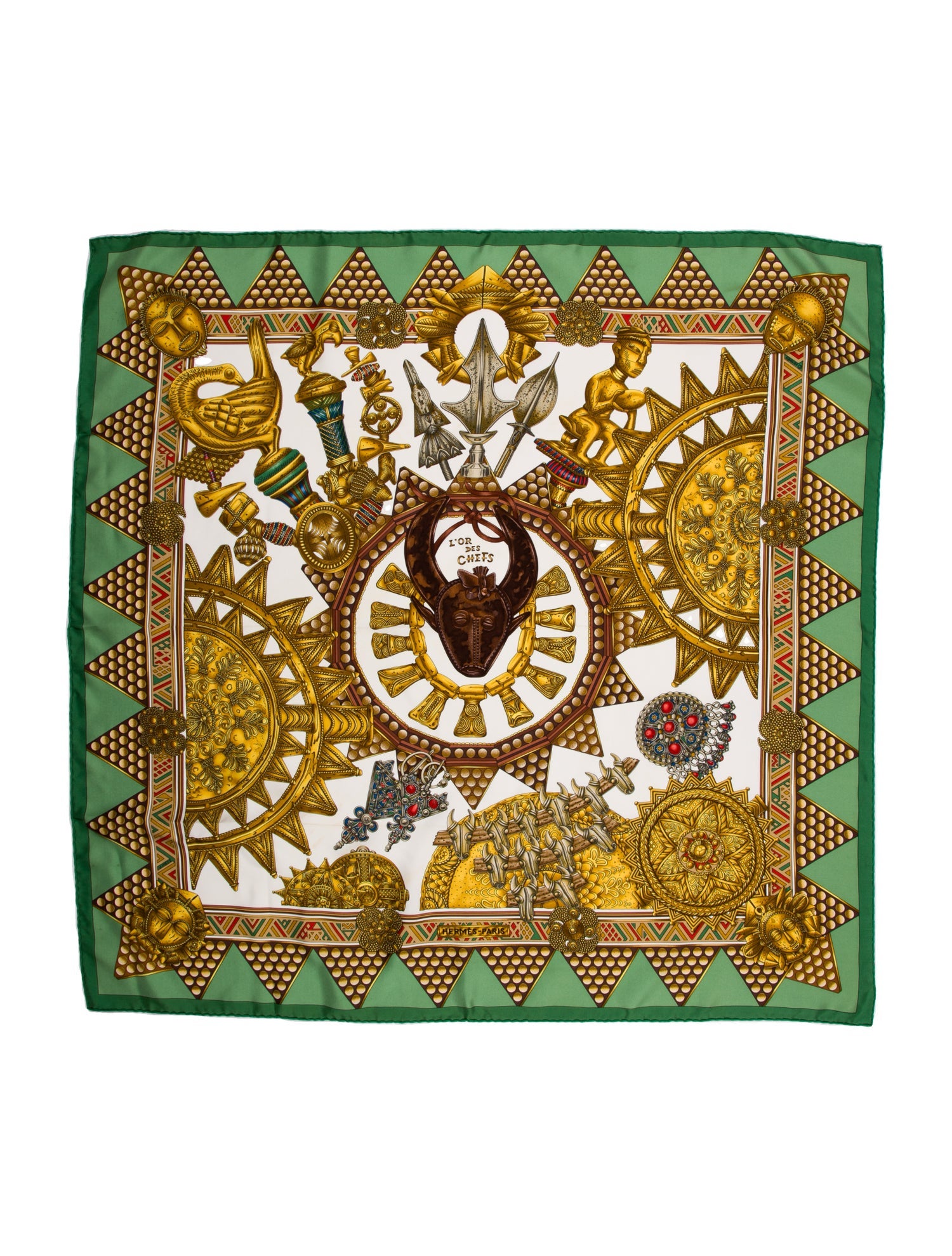 Hermès L'or des Chefs Silk Scarf - Green Scarves and Shawls ...