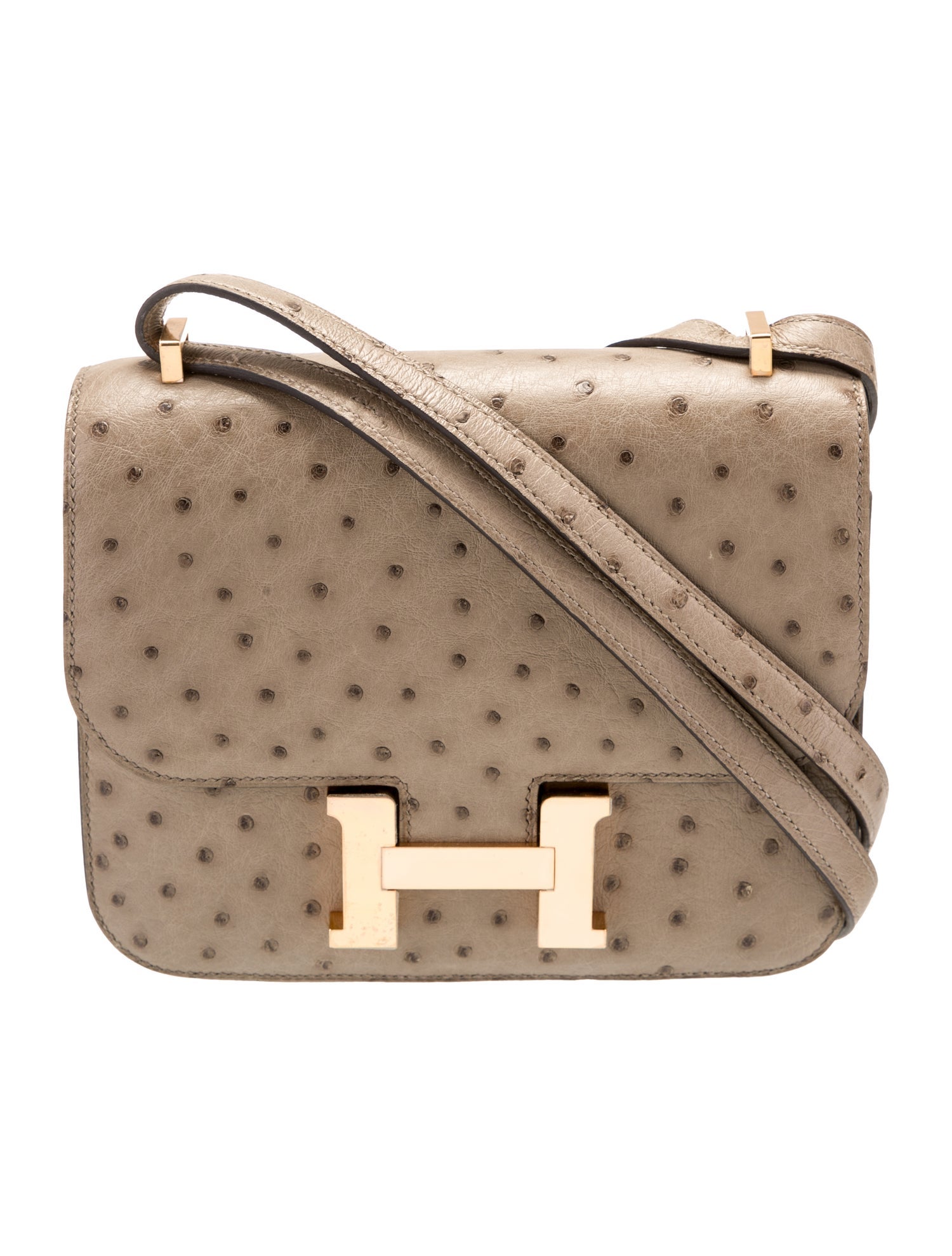 Hermès Ostrich Mini Constance 18 - Grey Shoulder Bags, Handbags ...