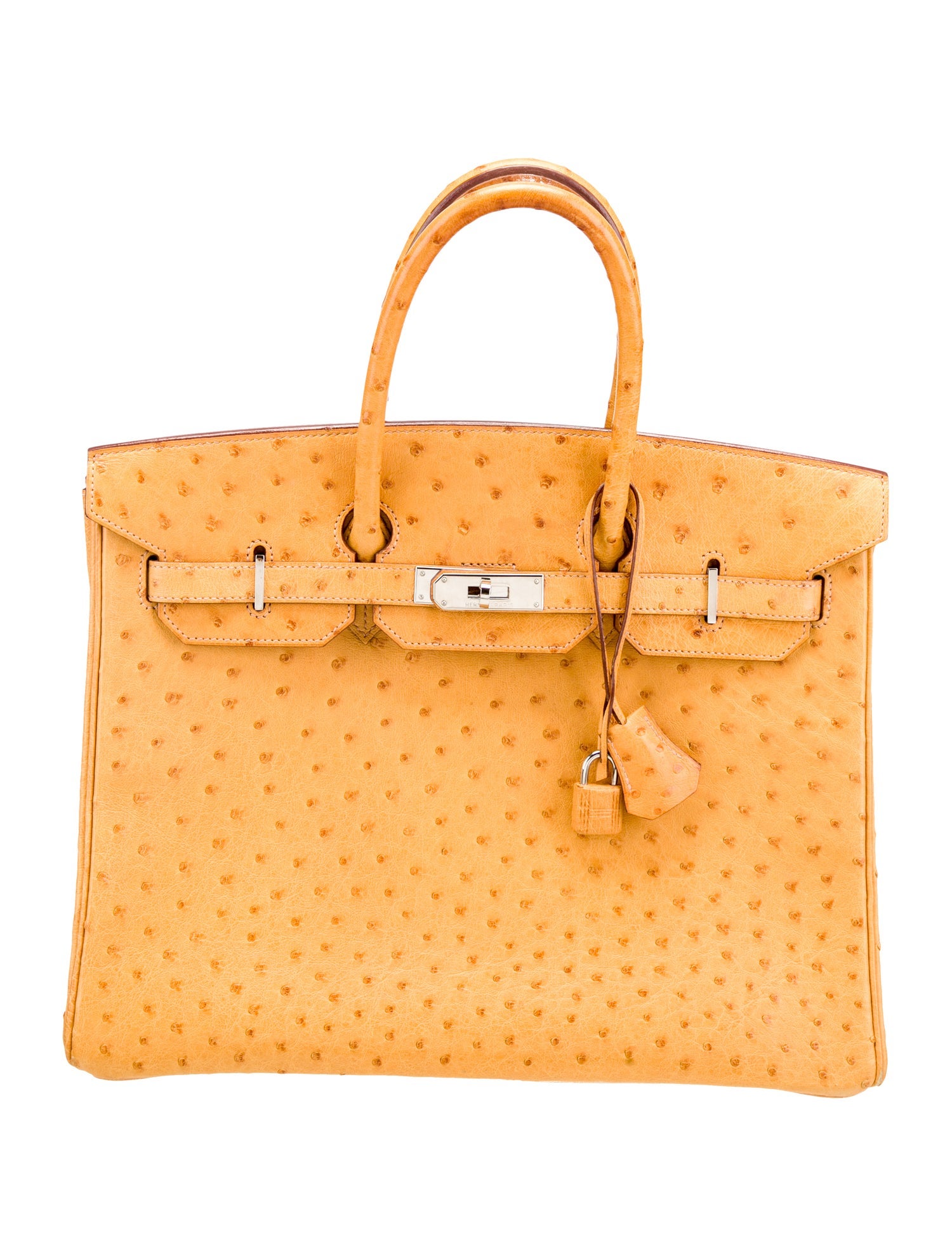 Hermès Ostrich Birkin 35 - Orange Handle Bags, Handbags - HER683855 ...