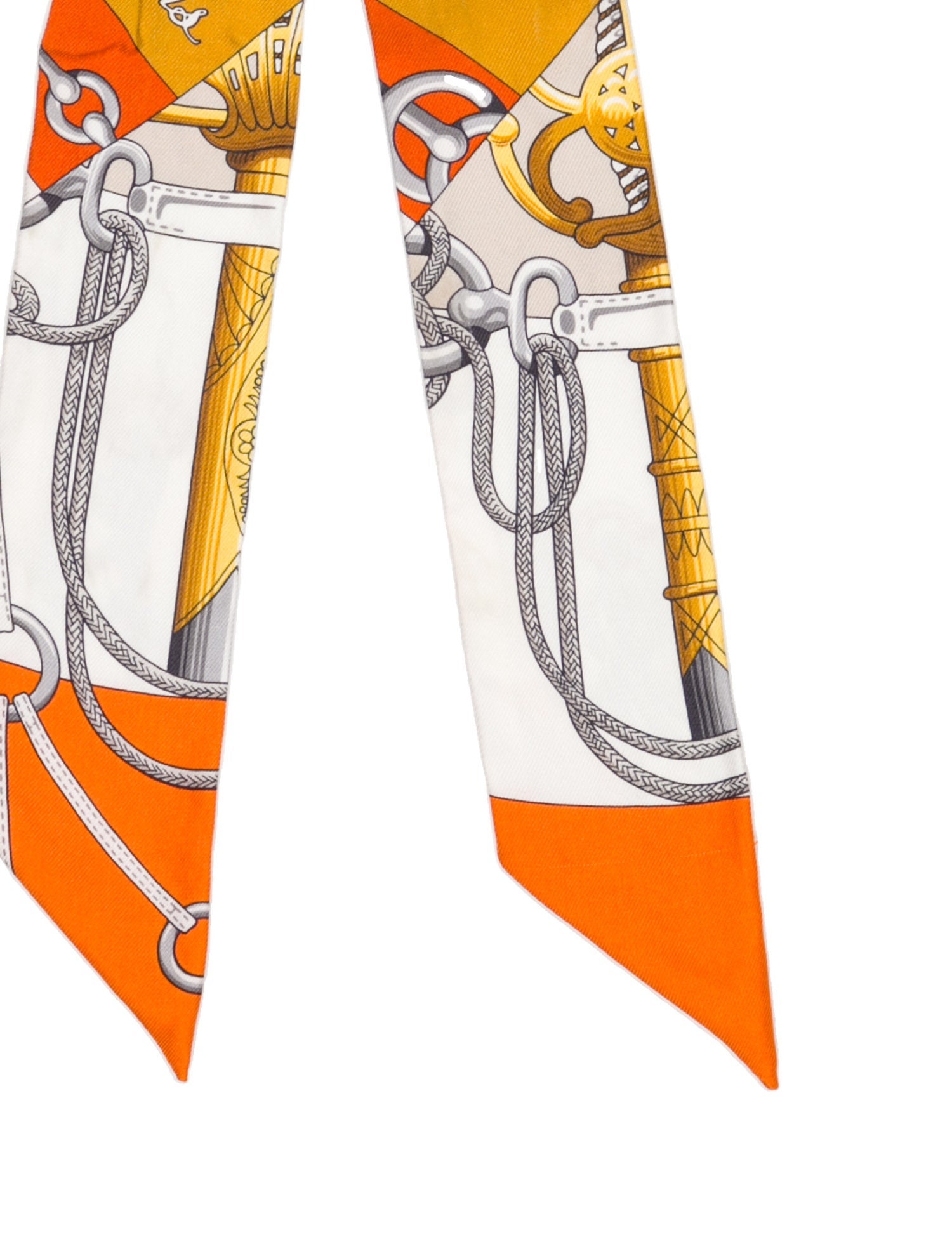 Hermès Cliquetis Silk Twilly Scarf - Orange Scarves and Shawls ...