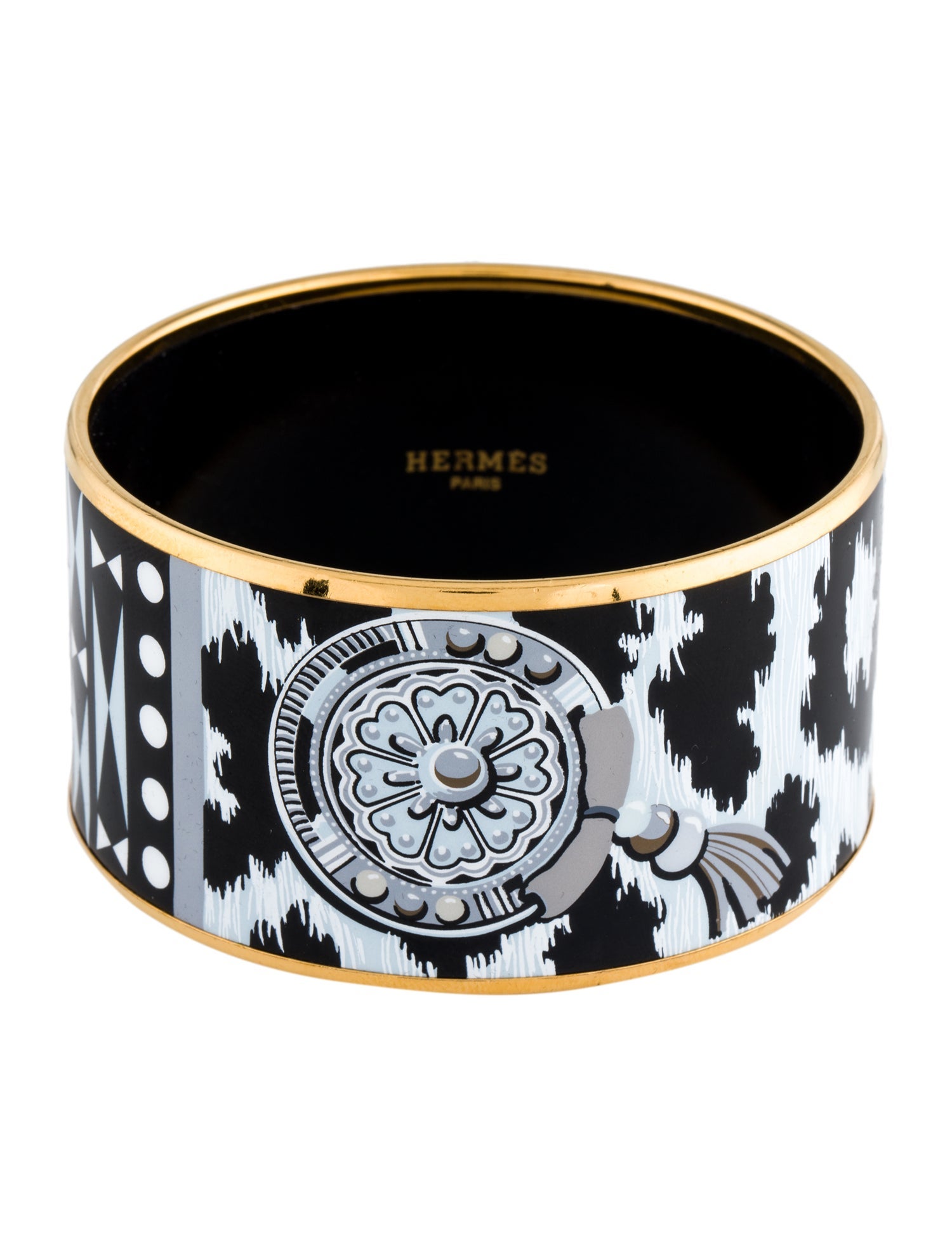 Hermès Wide Enamel Bangle - 18K Yellow Gold-Plated Bangle, Bracelets ...