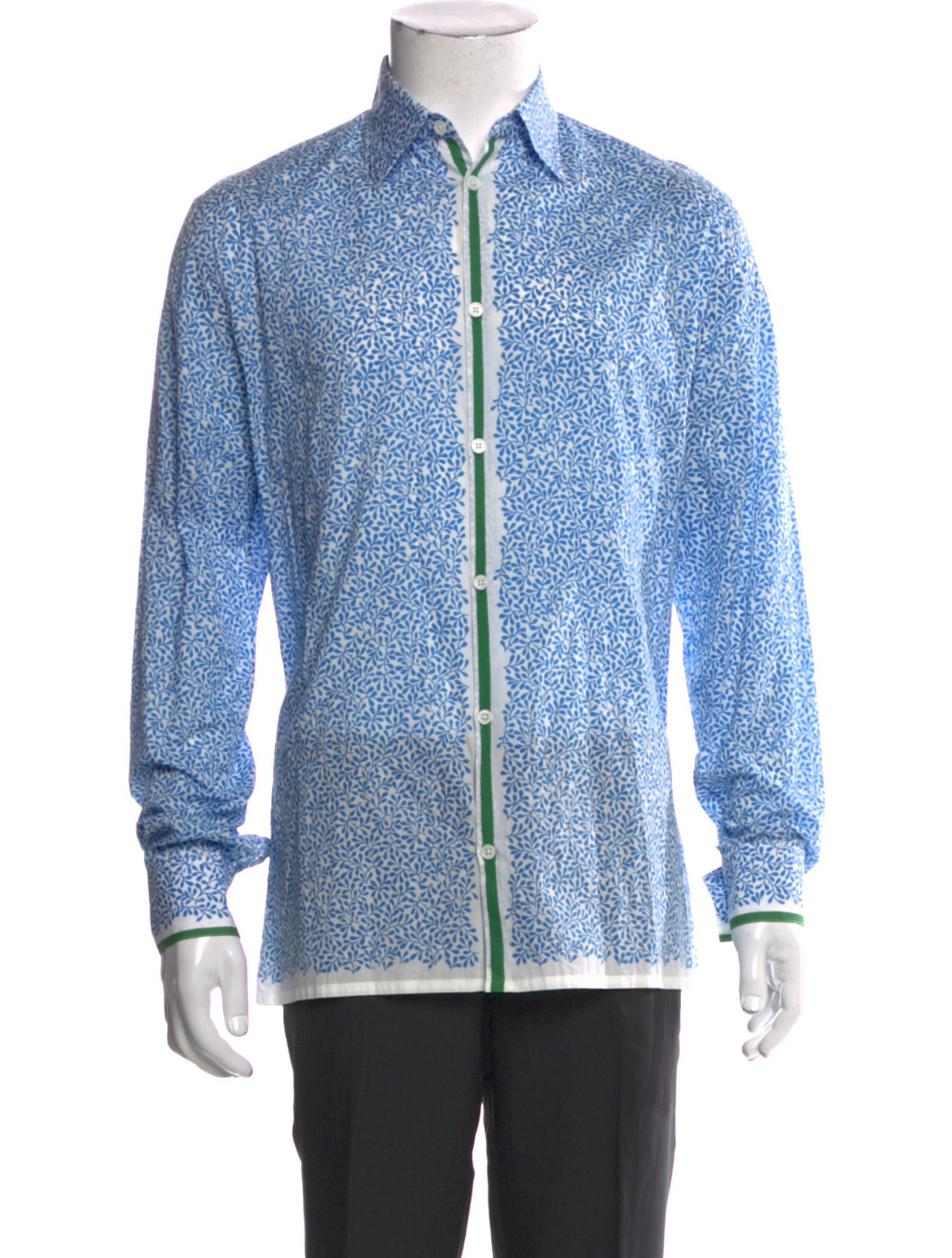 Hermès Printed Long Sleeve Denim Shirt - Blue Casual Shirts, Clothing ...