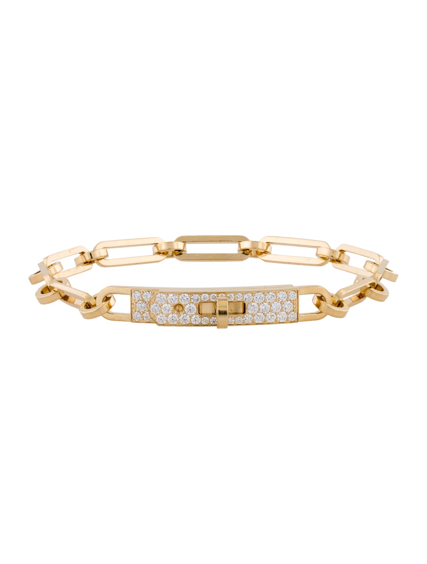 Hermès 18K Diamond Kelly Chaine Bracelet, Small Model - 18K Yellow Gold ...