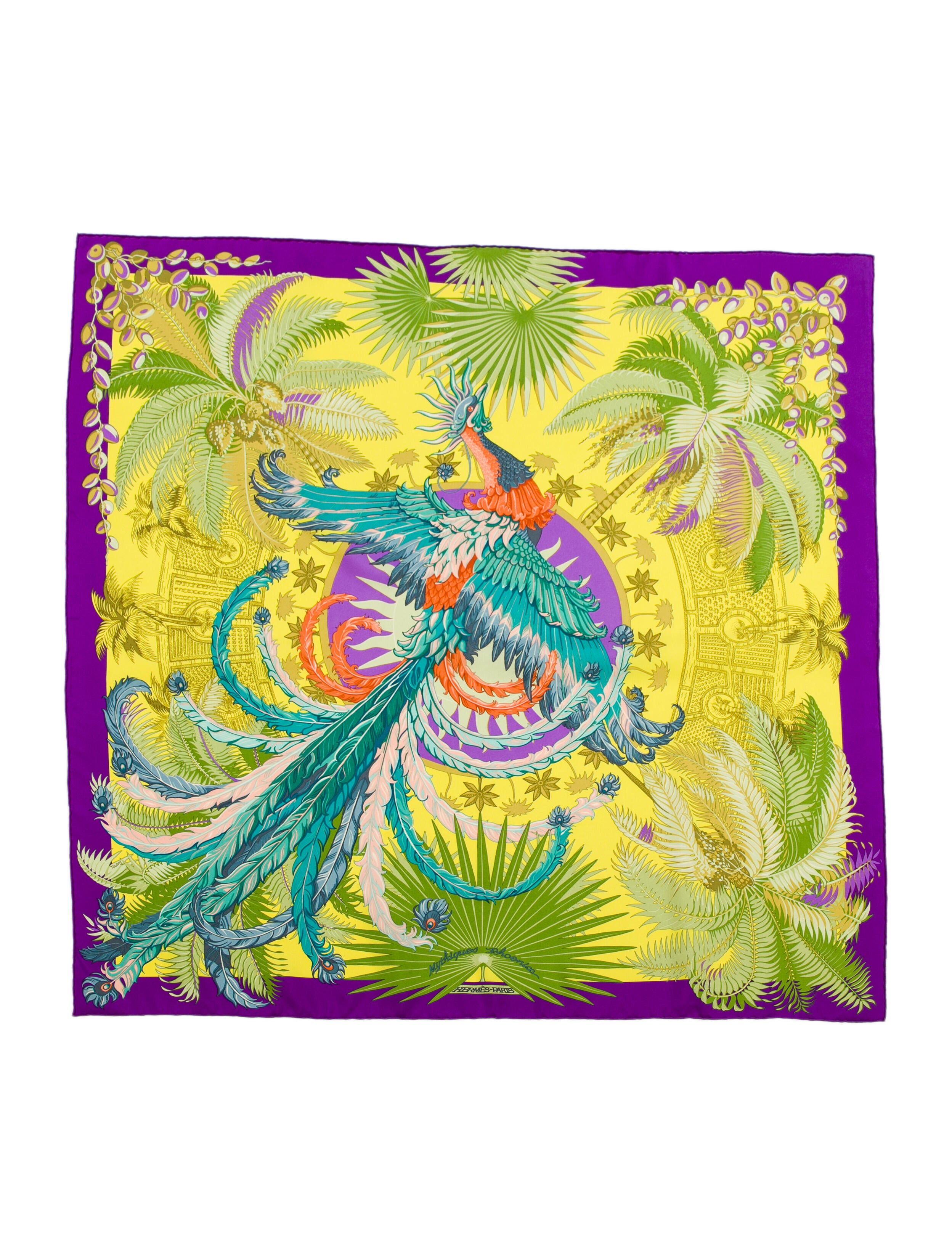 Hermès Mythiques Phoenix Silk Scarf - Purple Scarves and Shawls, Accessories - HER701192 | The ...
