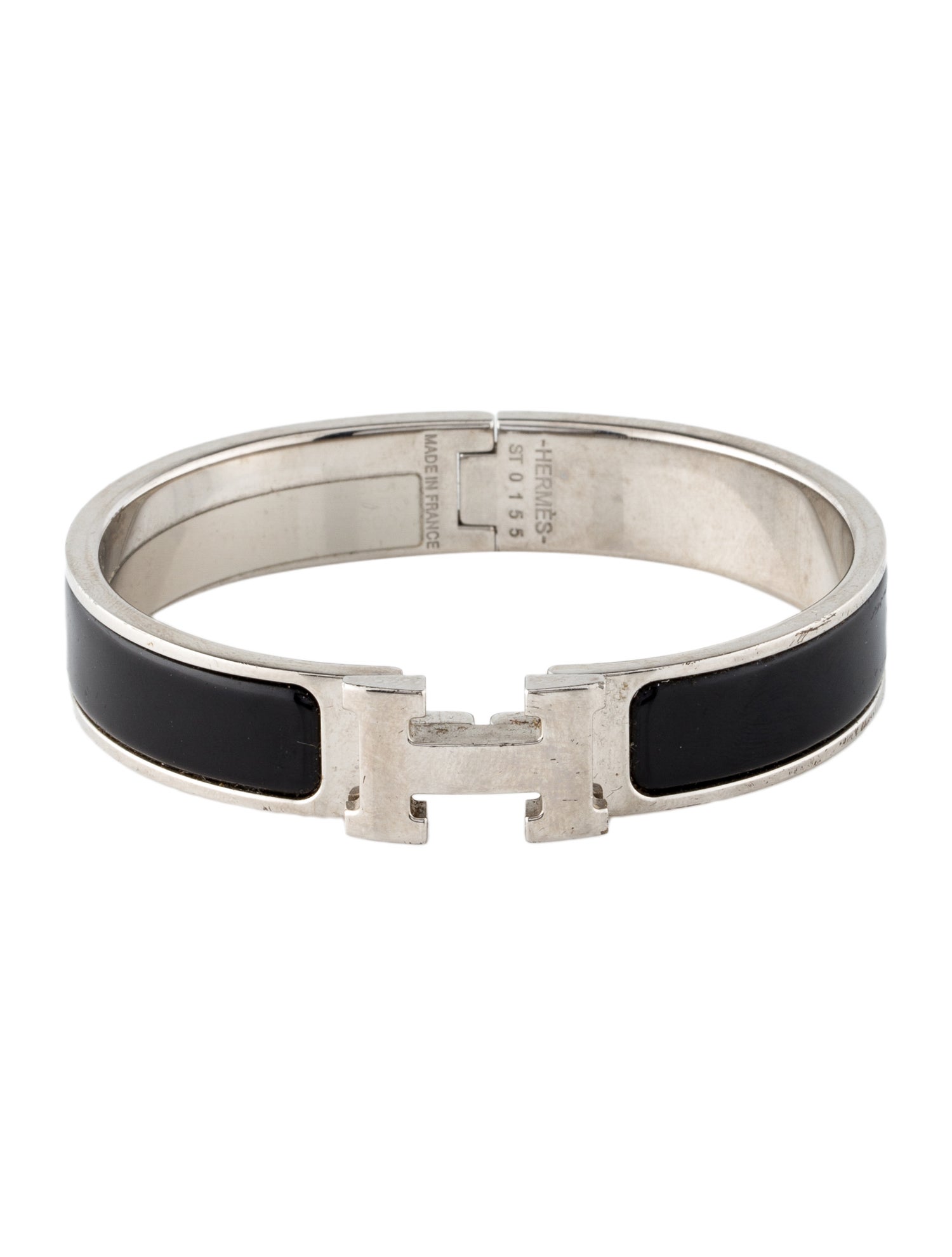 Hermès Clic H Bangle Bracelet - Black, 18K Yellow Gold-Plated Bangle ...