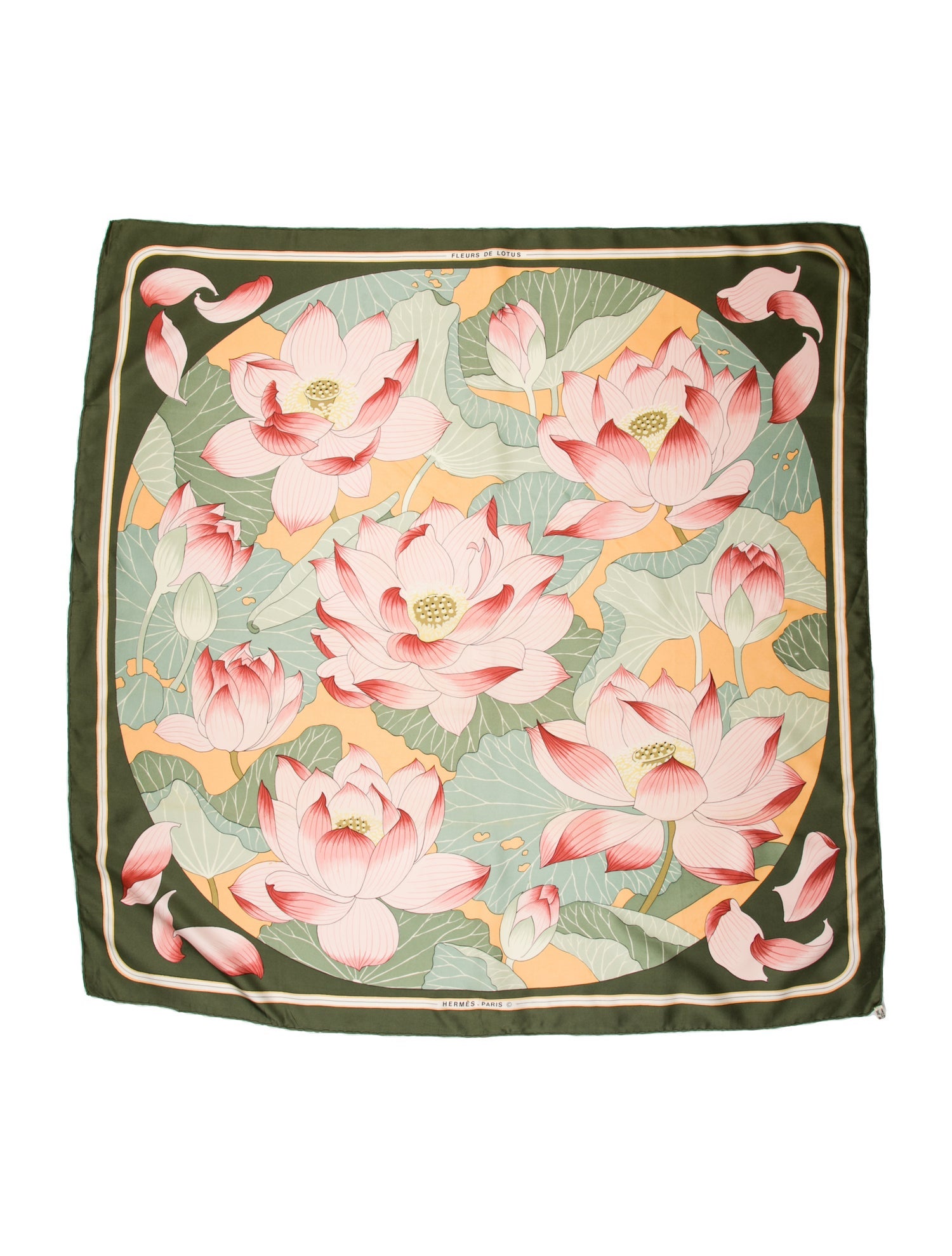 Hermès Fleurs De Lotus Silk Scarf - Green Scarves and Shawls ...