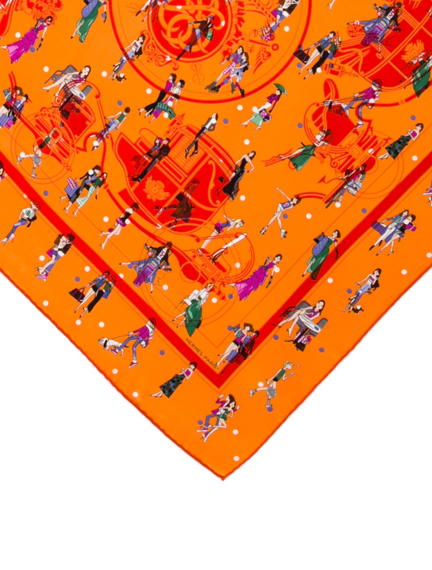 Hermès Ex-Libris Les Parisiennes Silk Scarf - Orange Scarves and Shawls ...