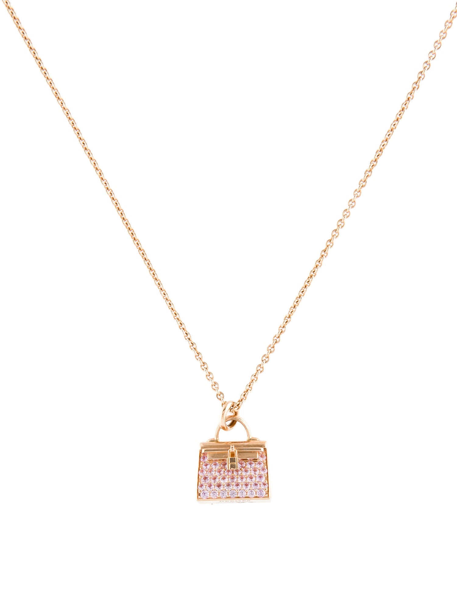 Hermès 18K Pink Sapphire Kelly Pendant Necklace - 18K Rose Gold Pendant ...