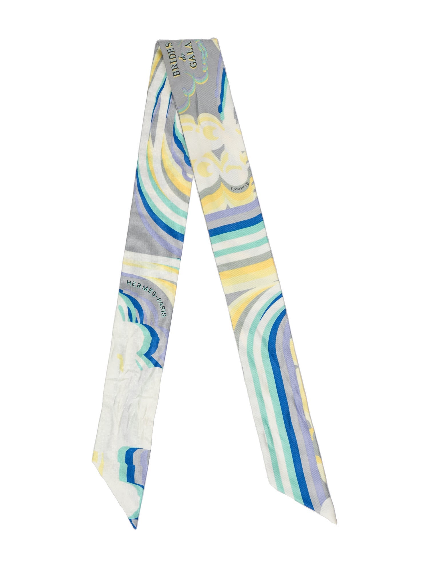 Hermès Brides De Gala Shadow Silk Twilly Scarf - Blue Scarves and Shawls, Accessories ...
