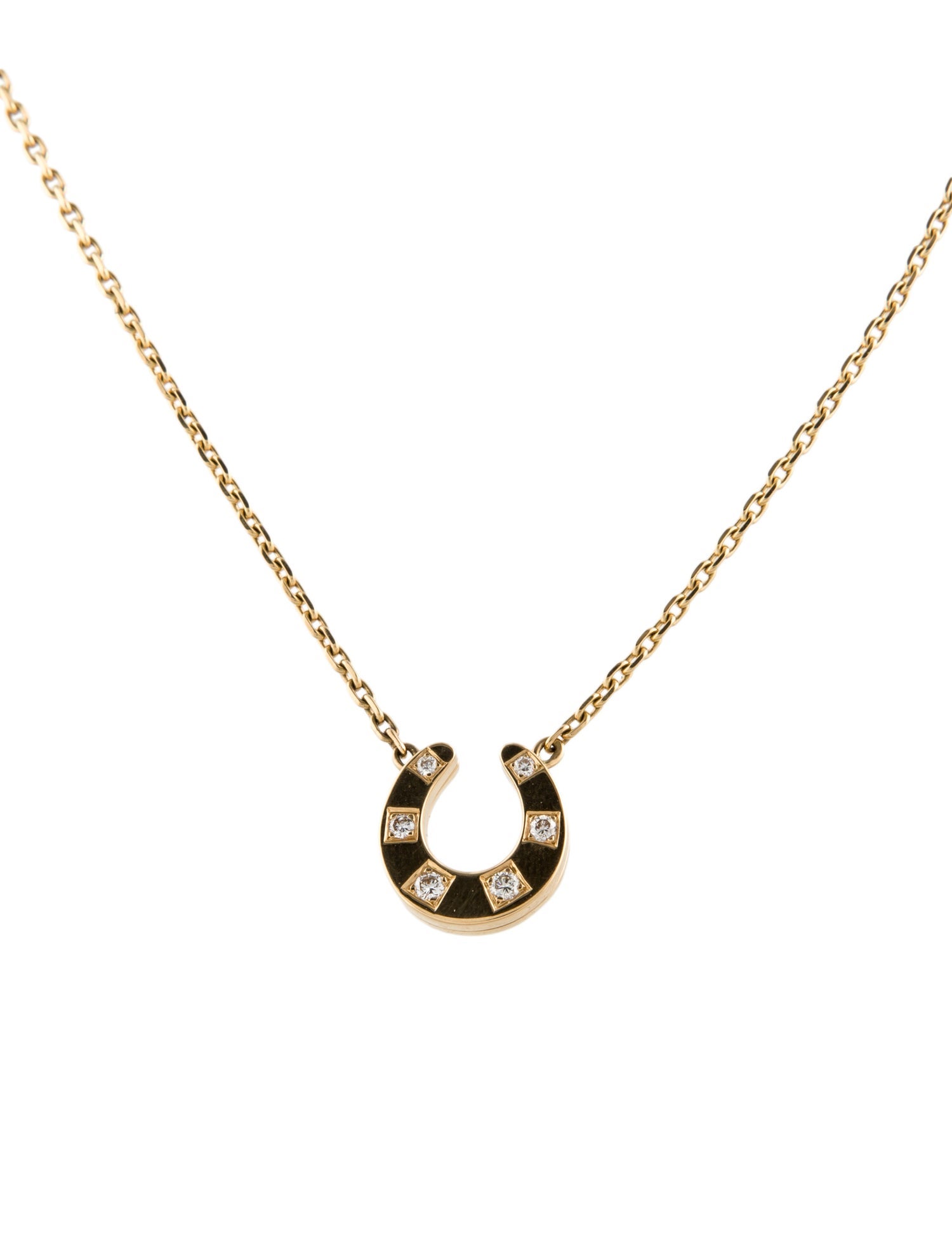 Hermès Vintage 18K Diamond Horseshoe Locket Pendant Necklace - 18K ...