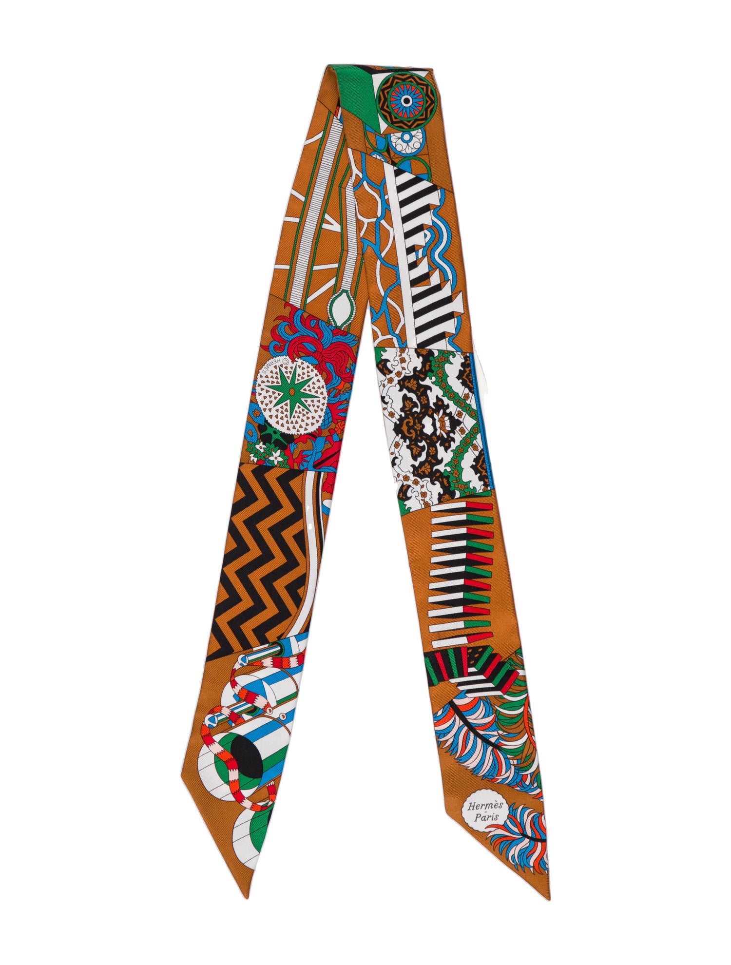 Hermès De L'Ombrelle Aux Duels Sticker Silk Twilly Scarf - Brown ...