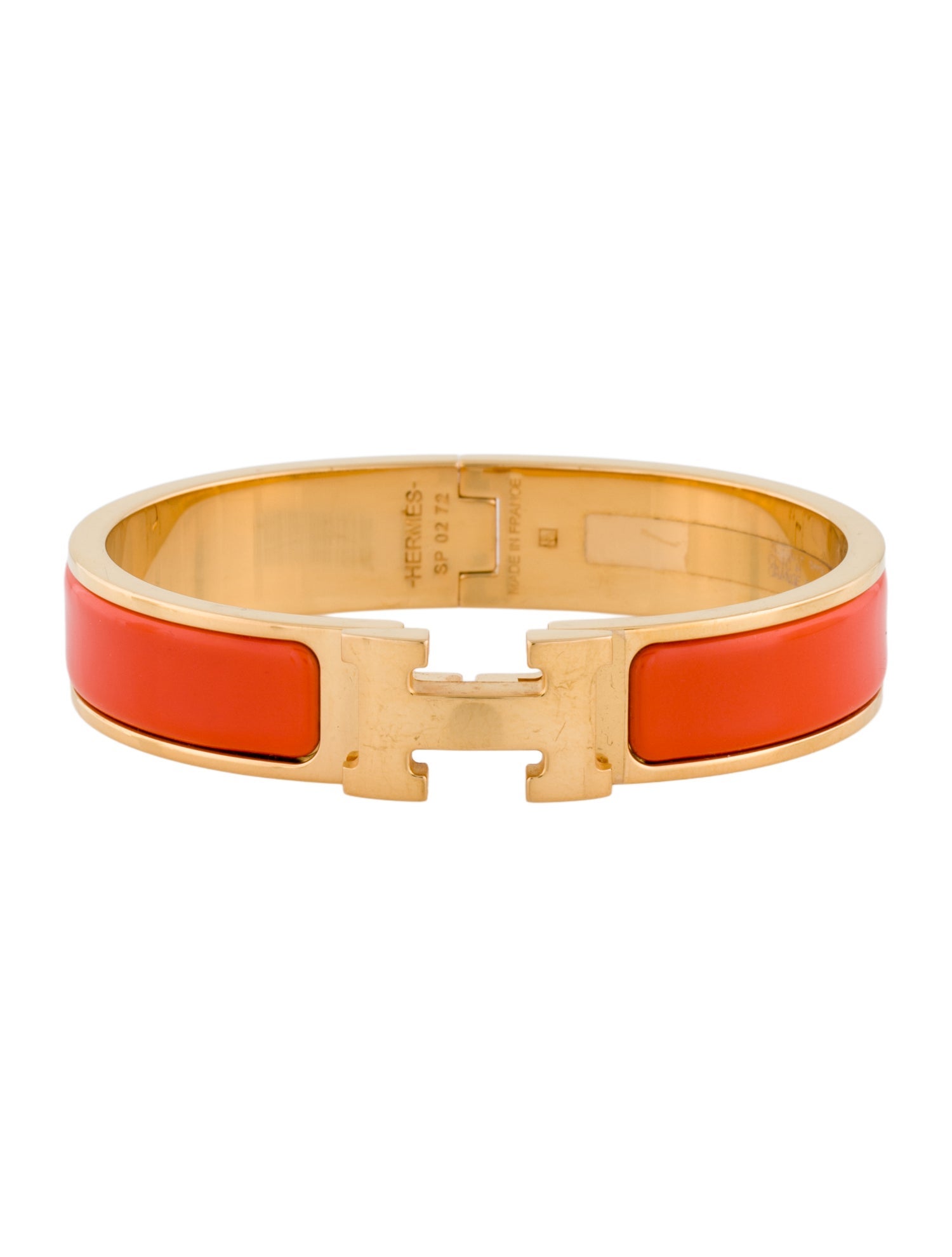 Hermès Clic H Bangle Bracelet - Orange, 18K Yellow Gold-Plated Bangle ...