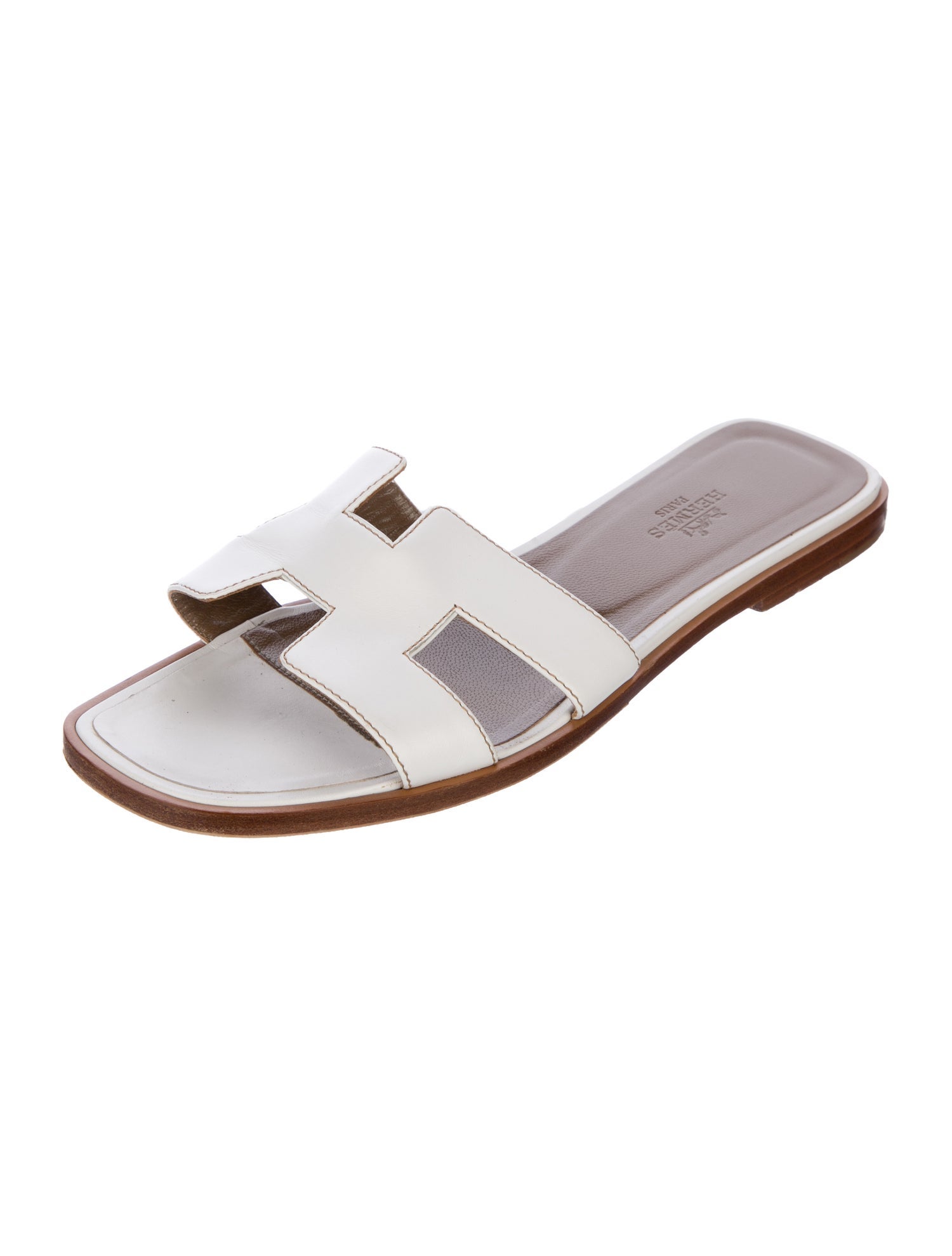 Hermès Oran Leather Slides - White Sandals, Shoes - HER740853 | The ...