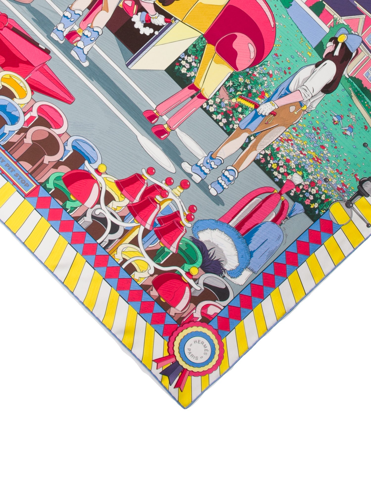 Hermès Pony Pit Stop Silk Scarf w/ Tags - Blue Scarves and Shawls ...