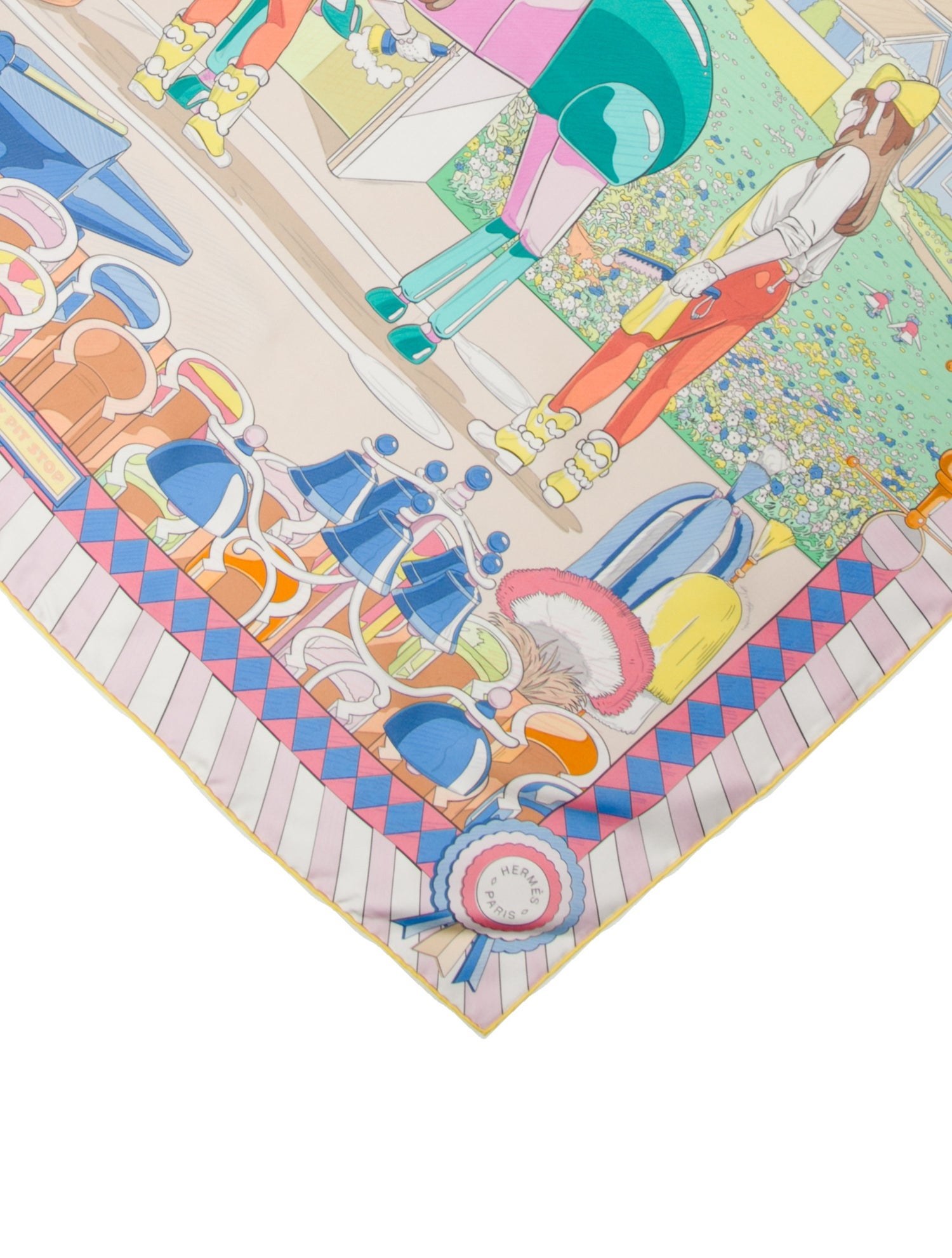 Hermès Pony Pit Stop Double Face Silk Scarf - Blue Scarves and Shawls ...