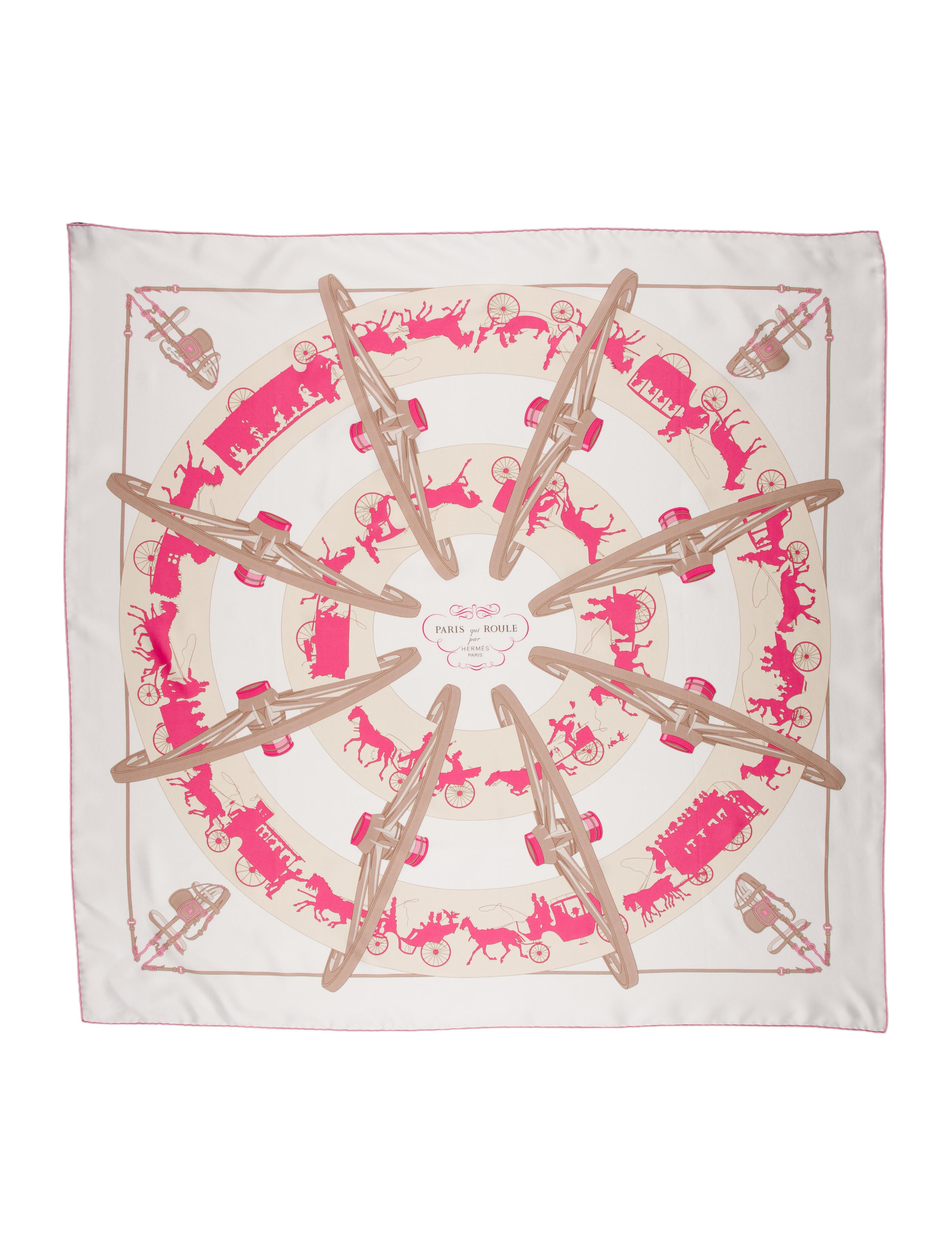 Hermès Paris qui Roule Silk Scarf - Neutrals Scarves and Shawls ...