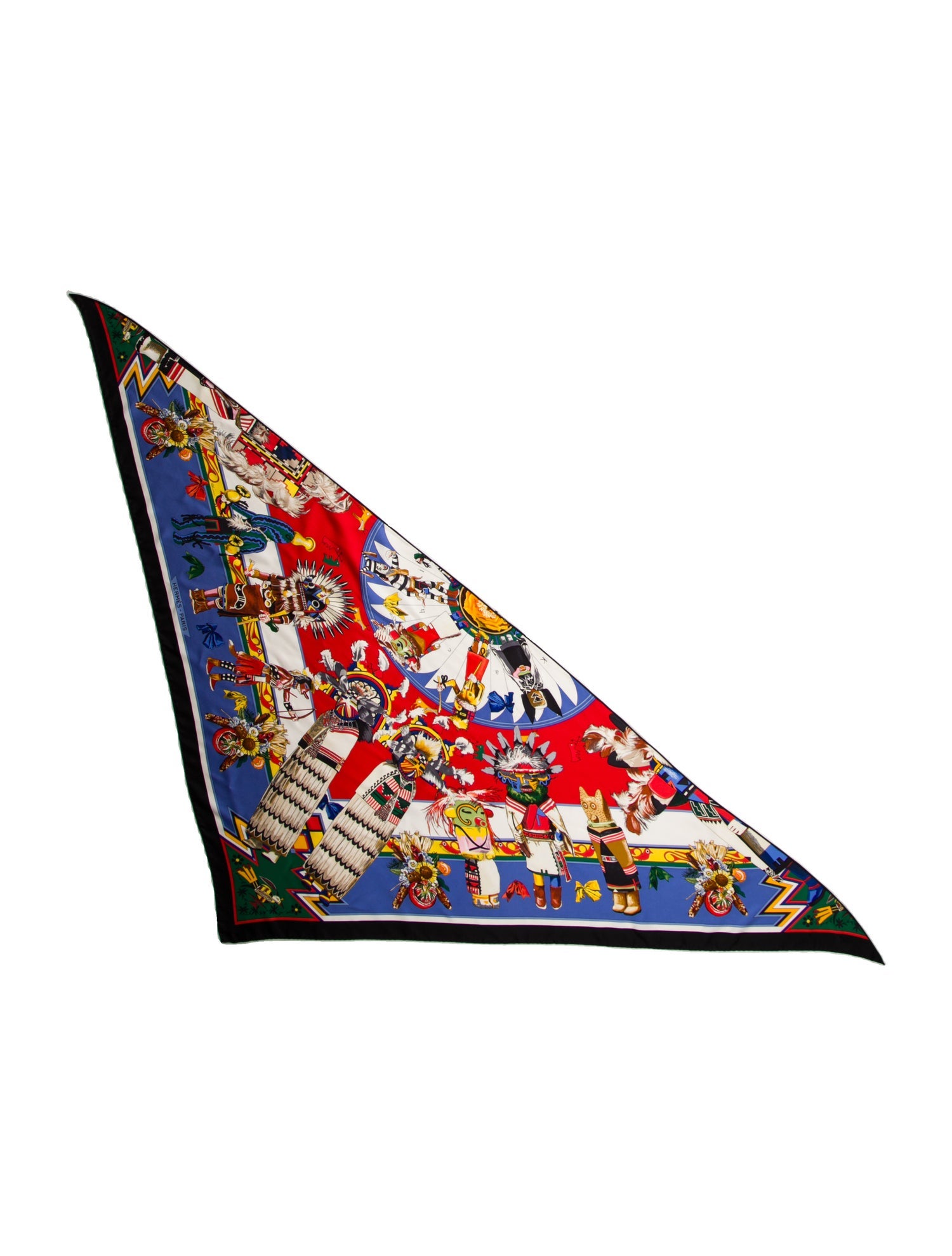 Hermès Kachinas Giant Silk Triangle Silk Triangle Scarf - Blue Scarves ...