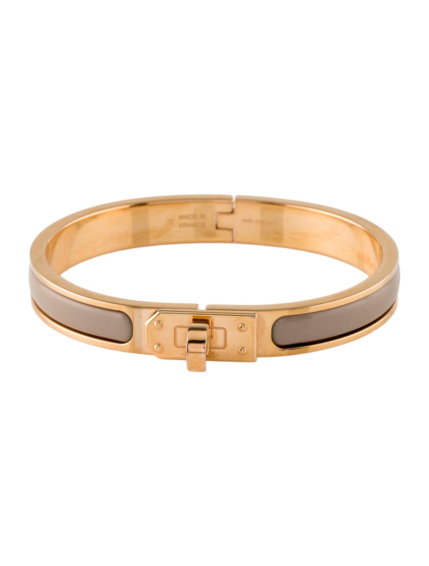 Hermès Mini Clic Kelly Bracelet - Grey, 18K Rose Gold-Plated Bangle ...