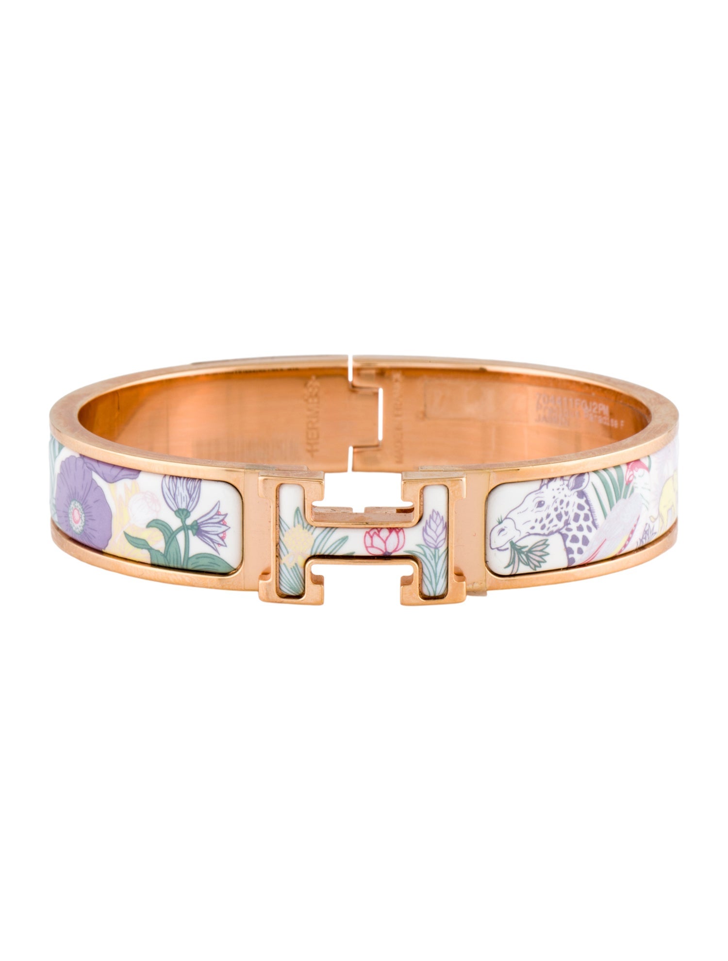 Hermès Clic H Precious Paradise w/ Enamel Turnlock Bracelet - Bangle, Bracelets - HER762751 ...