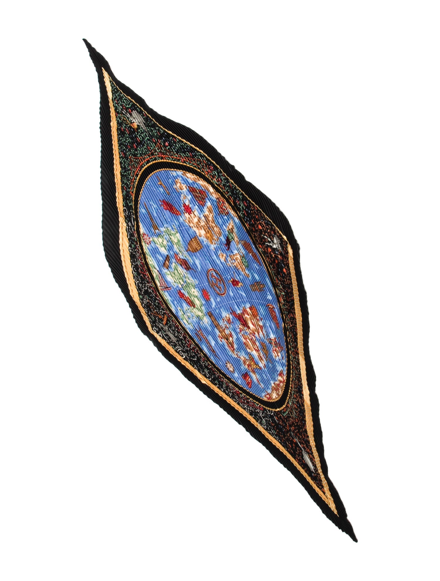Hermès Map Of the World Silk Plissé Scarf - Black Scarves and Shawls, Accessories - HER763860 ...