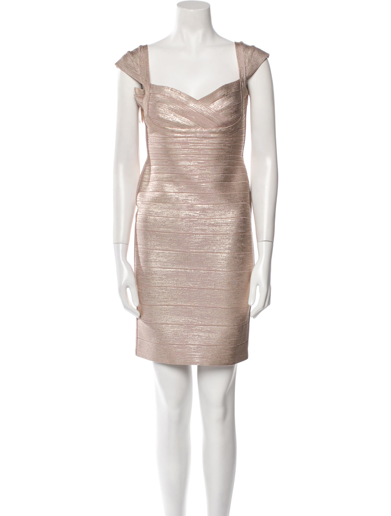 Herve Leger V-Neck Mini Dress - Purple Dresses, Clothing - HEV85995 ...